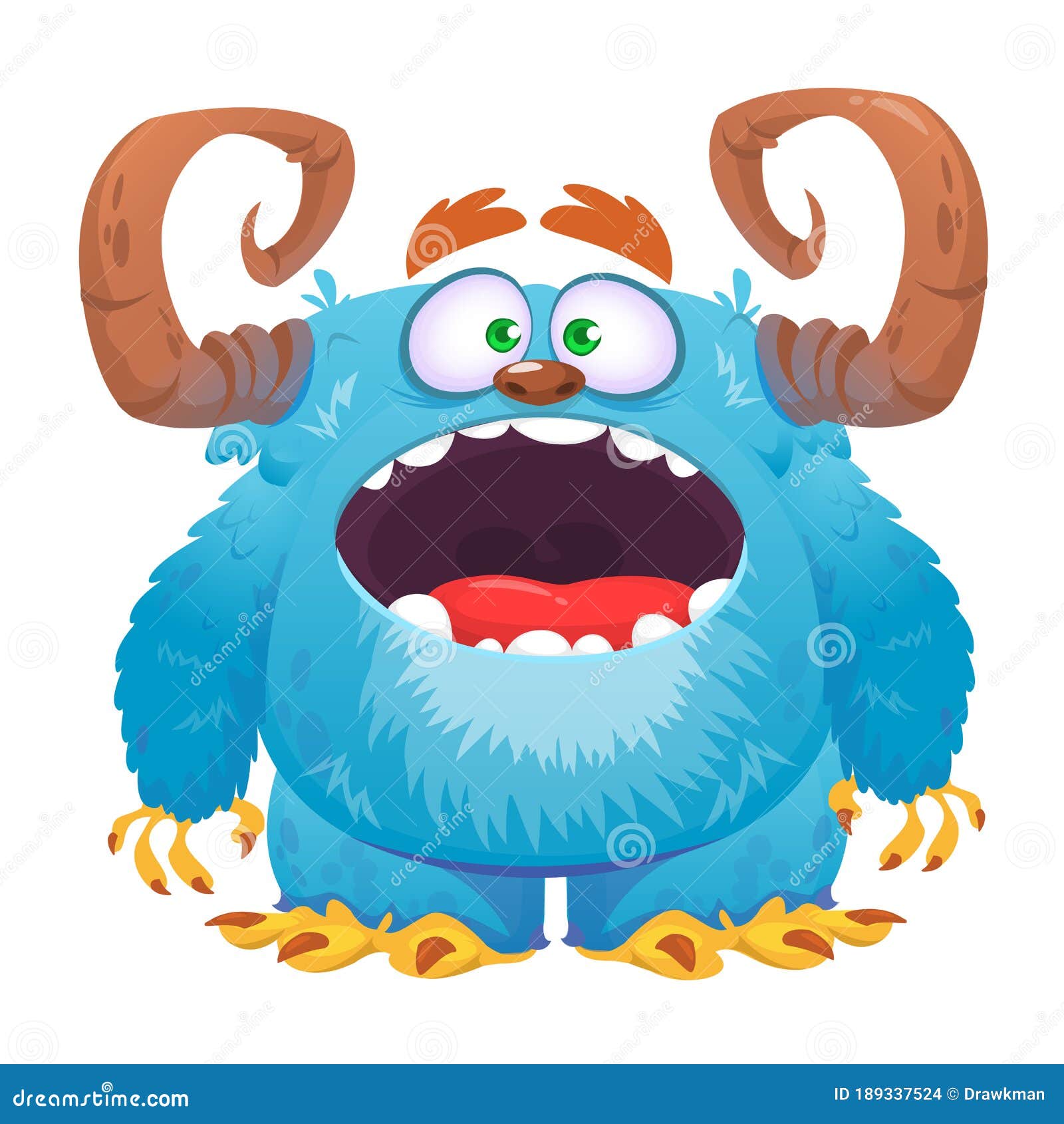 Angry Cartoon Blue Monster Screaming. Yelling Angry Monster Expression ...