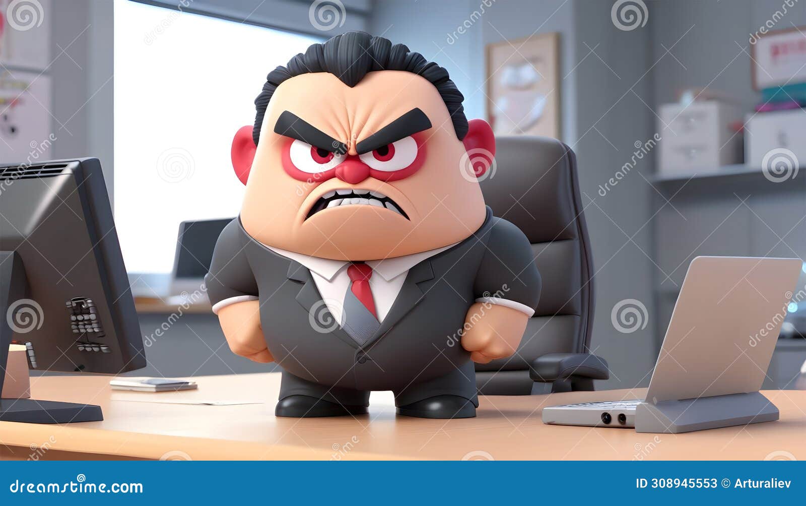 Angry Cartoon Boss Character in Office Stock Image - Image of boss ...
