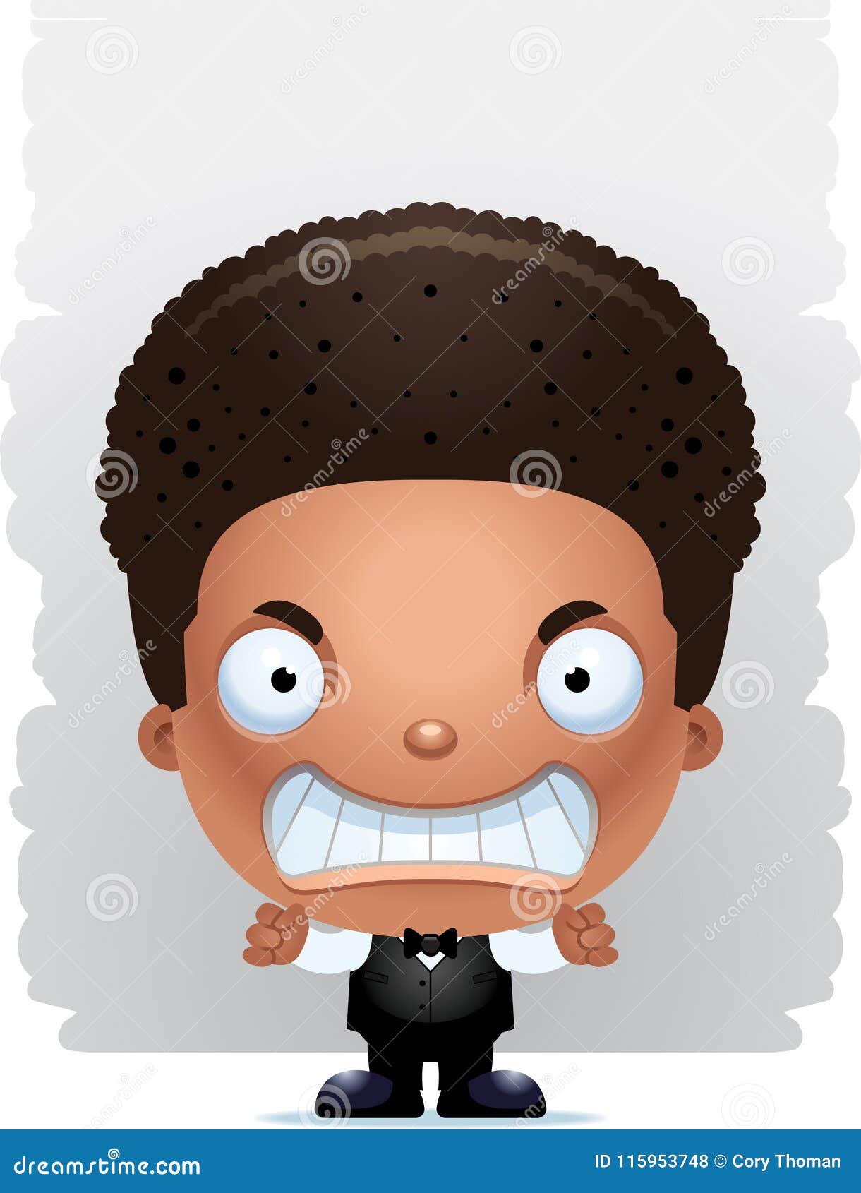 Angry Cartoon Boy Waiter stock vector. Illustration of vector - 115953748