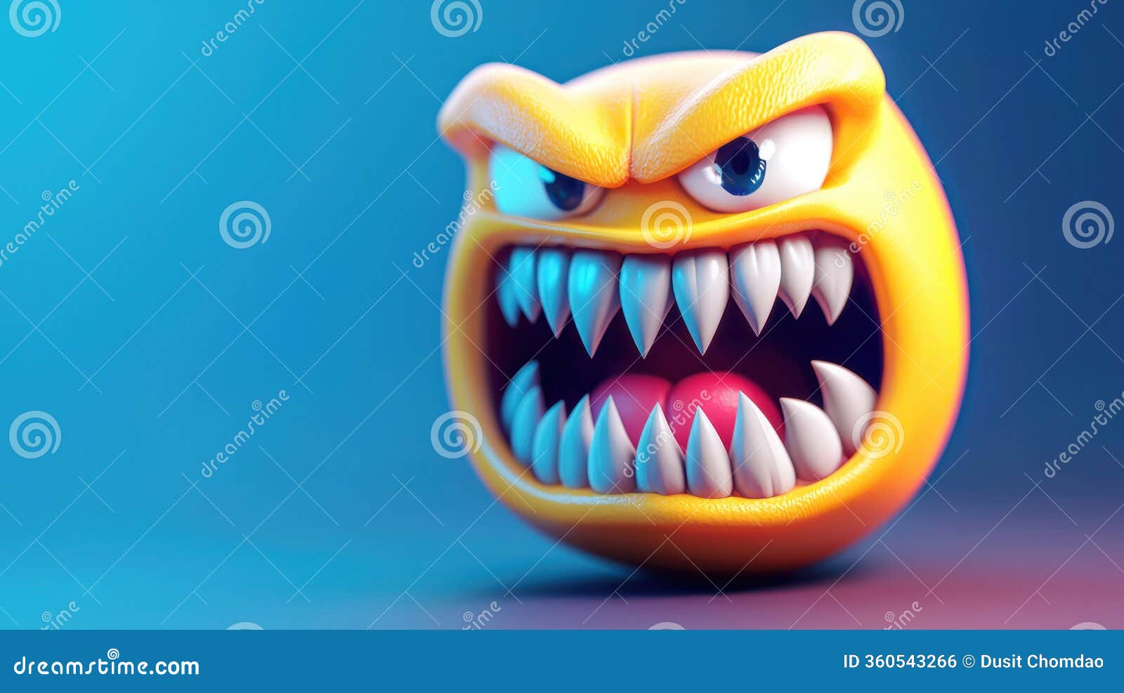 Angry Cartoon Character with Sharp Teeth and Vibrant Colors, Ideal for ...