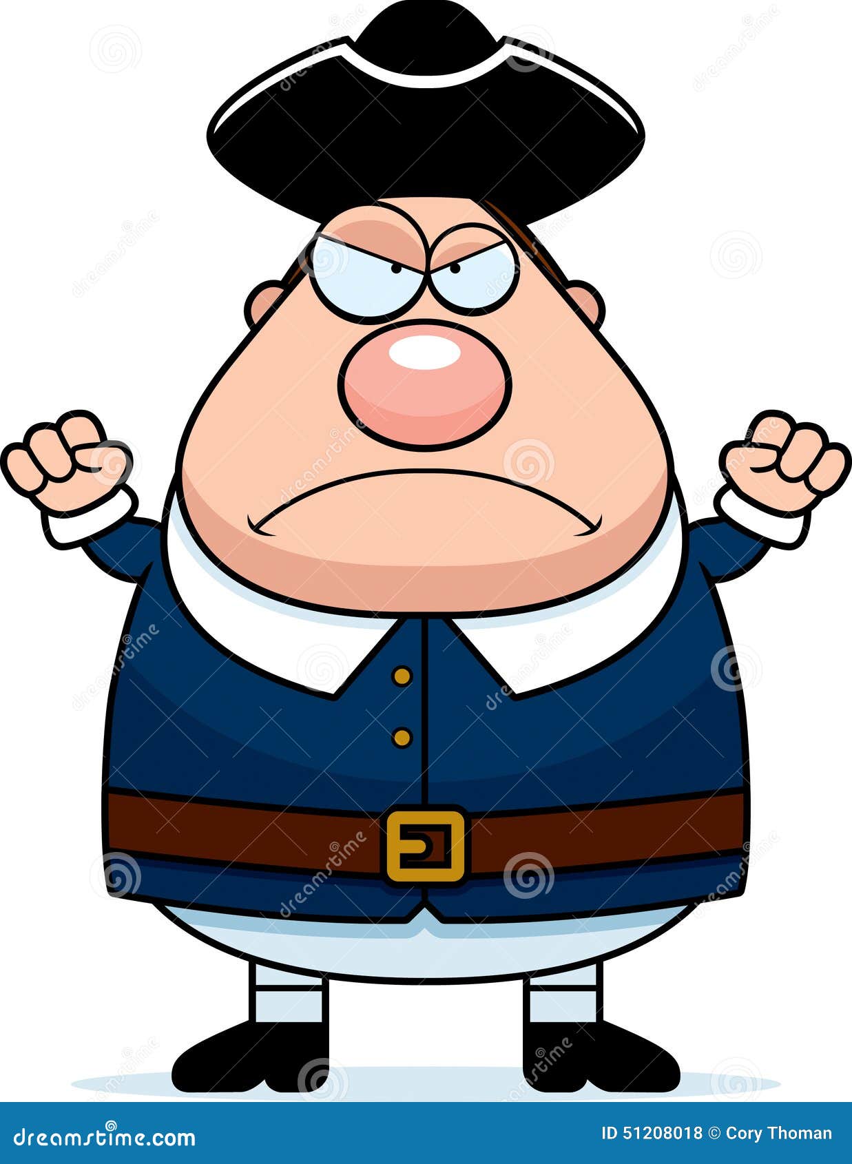 Angry Cartoon Colonial Man stock vector. Illustration of person - 51208018