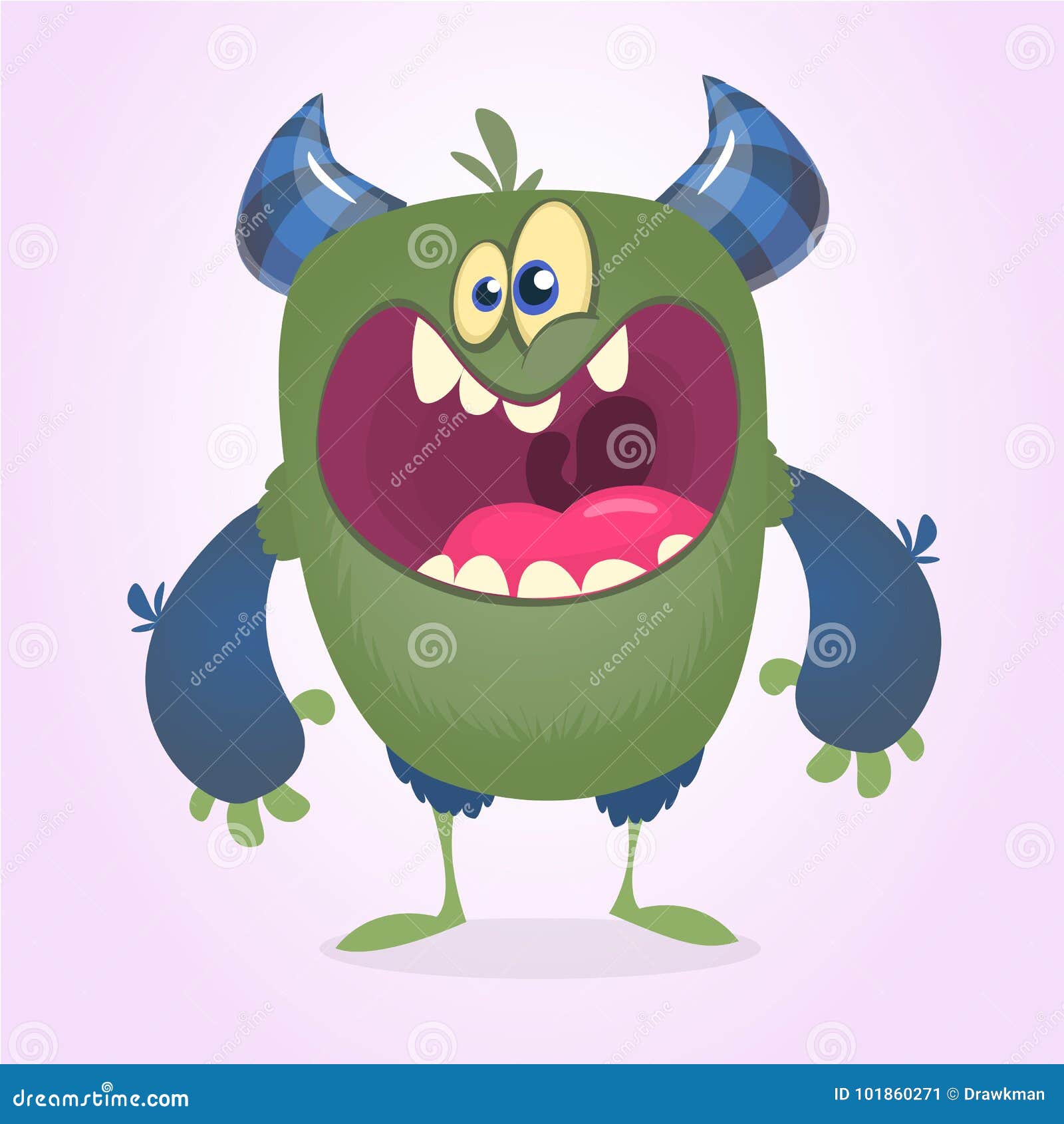 Angry Cartoon Cute Monster. Vector Monster Character. Stock Vector ...
