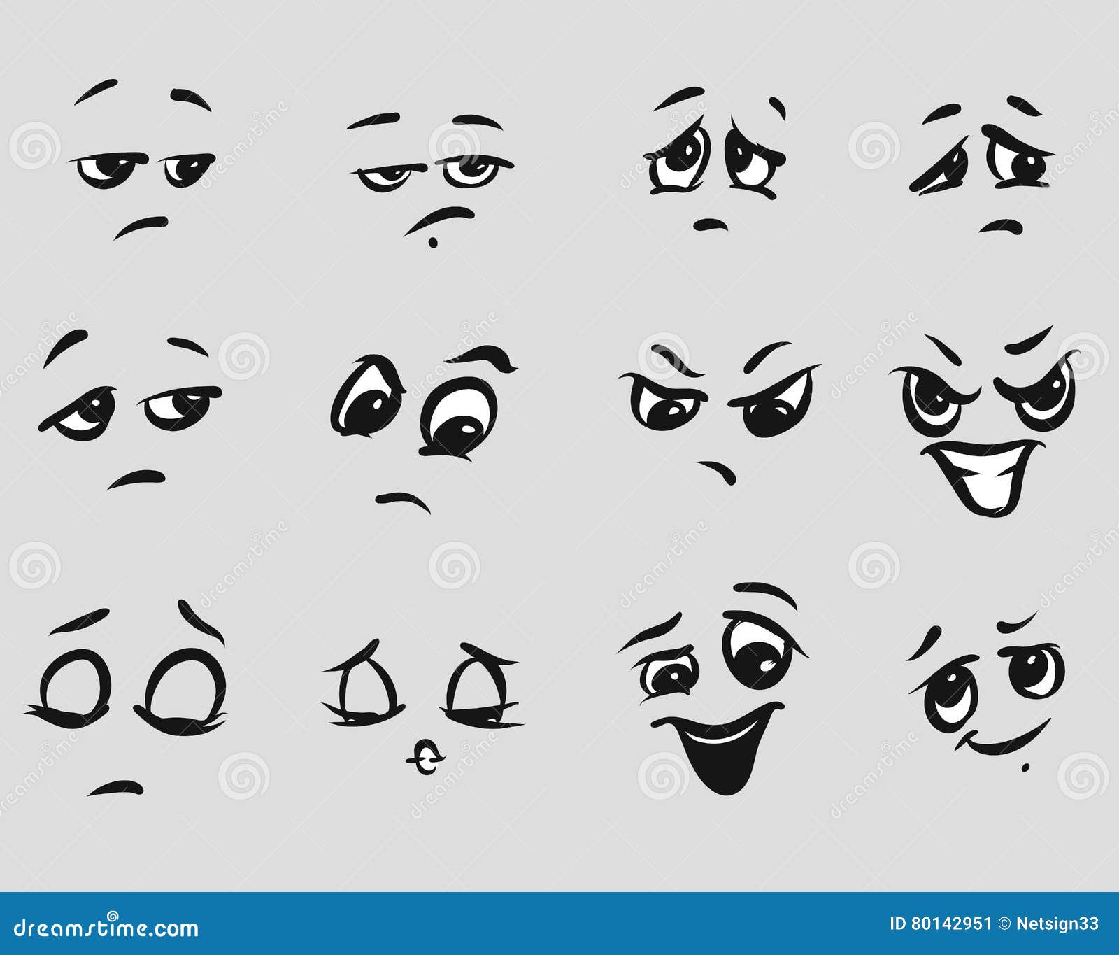 Angry Cartoon Expressions Faces Stock Vector - Illustration of human ...
