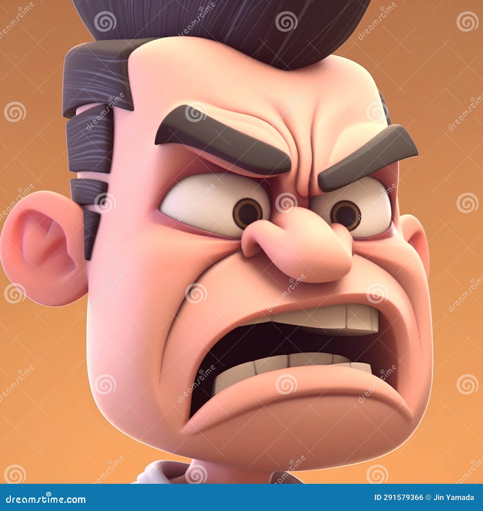 Angry Cartoon Face. Emotion Concept. 3D Rendering Stock Illustration - Illustration of tale ...