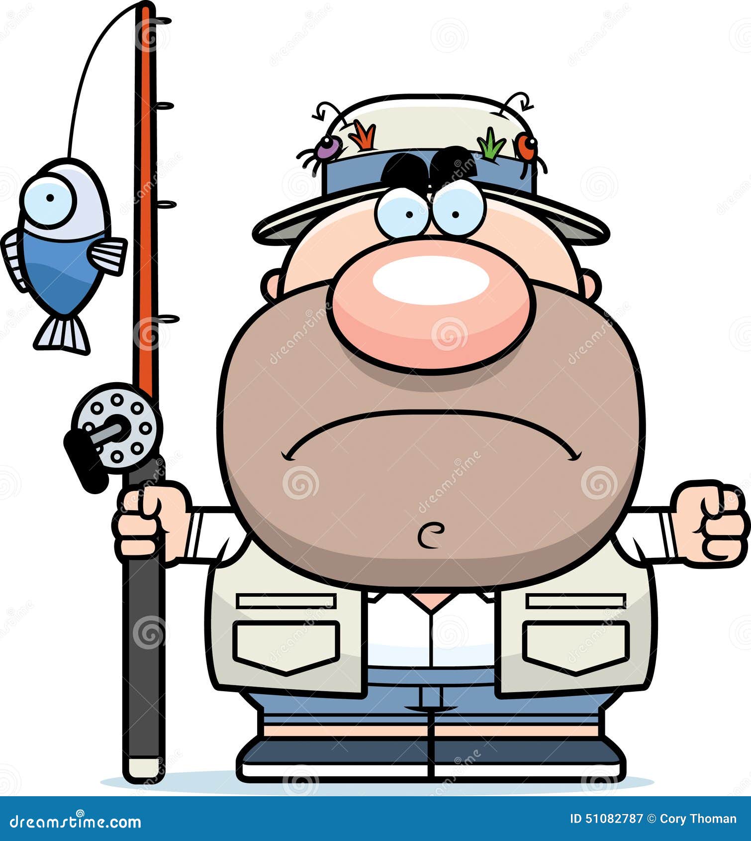 Angry Cartoon Fisherman stock vector. Illustration of people - 51082787
