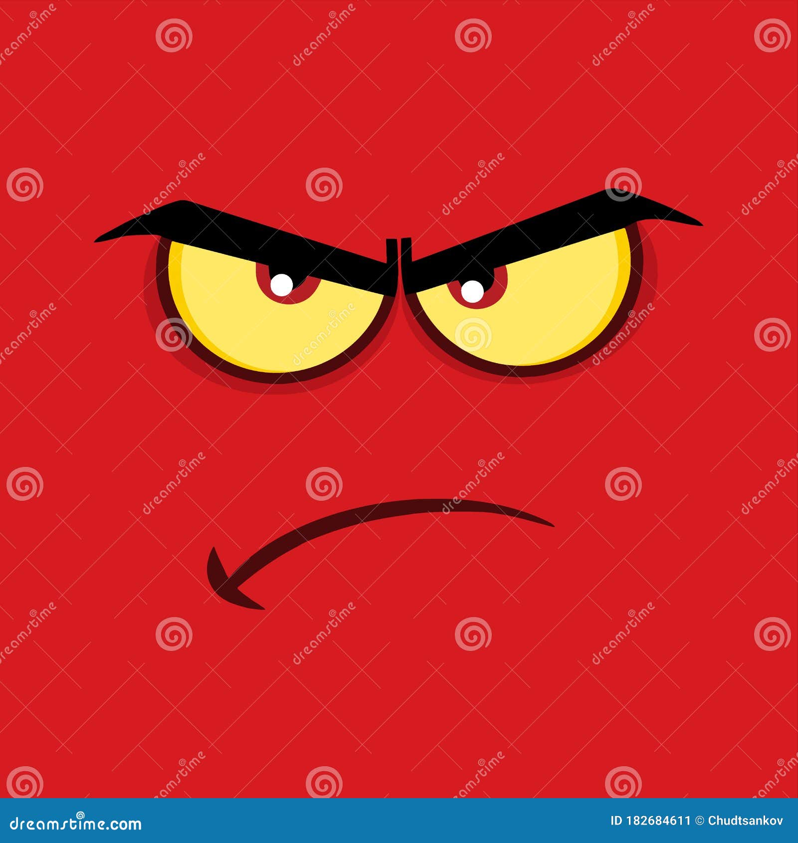 Angry Cartoon Funny Face with Grumpy Expression Stock Vector ...