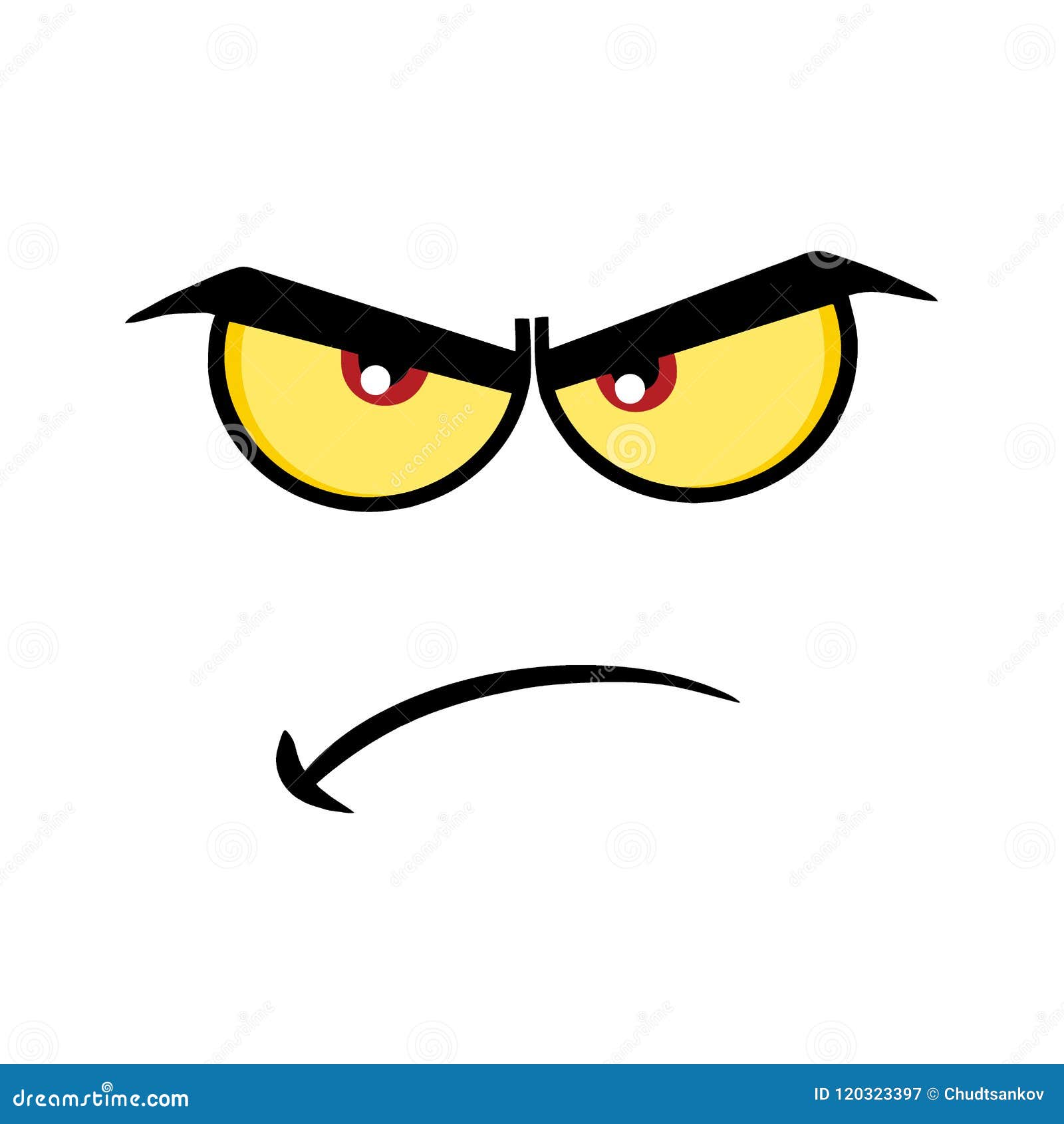 Angry Cartoon Funny Face with Grumpy Expression Stock Vector ...