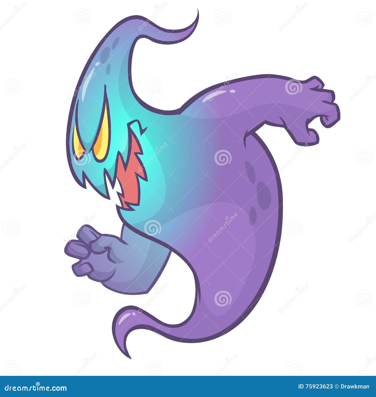 Angry Cartoon Ghost. Halloween Vector Blue Ghost Stock Vector ...