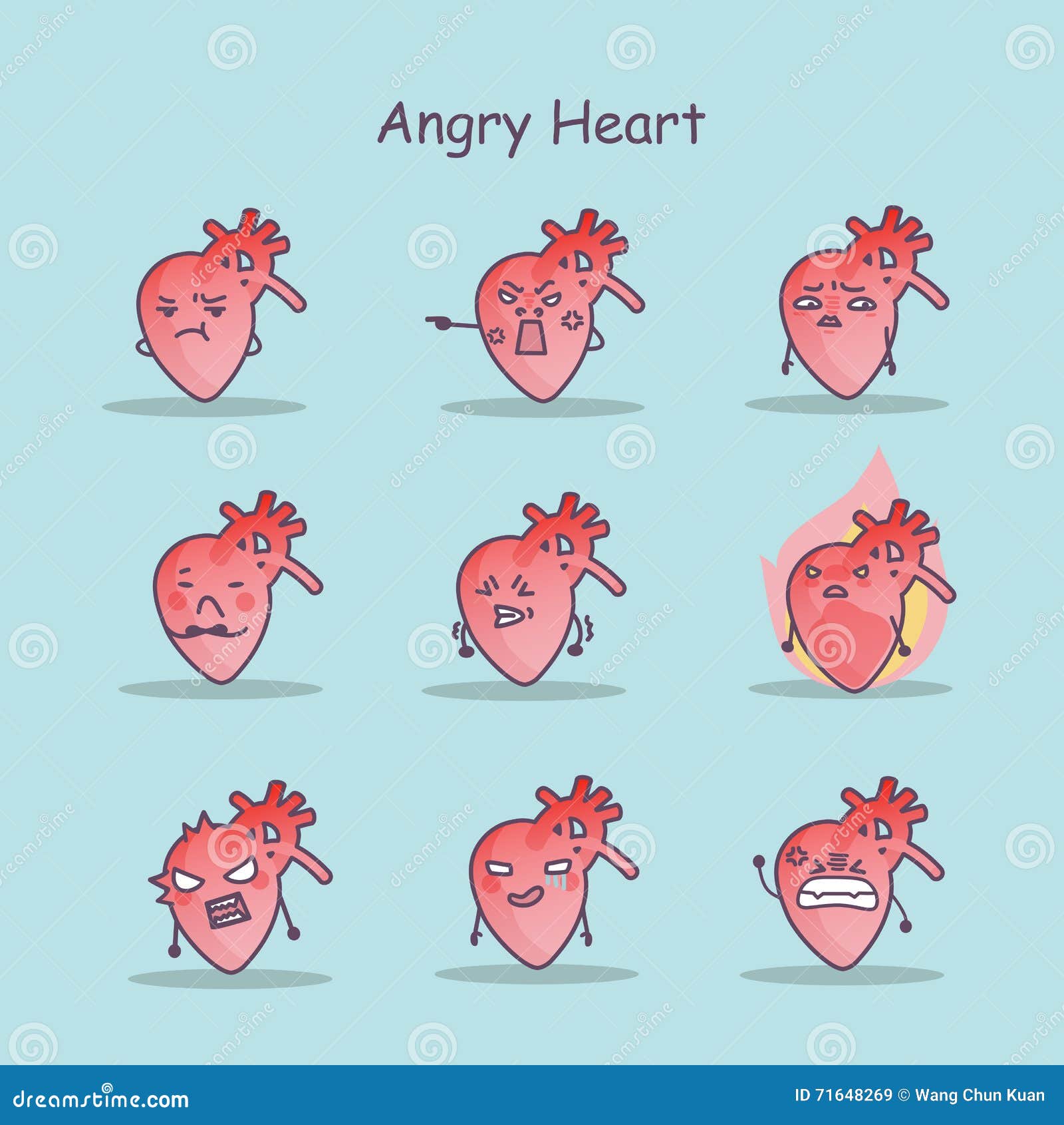Annoyed Red Heart Cartoon Emoji Face Character With Grumpy Expression ...