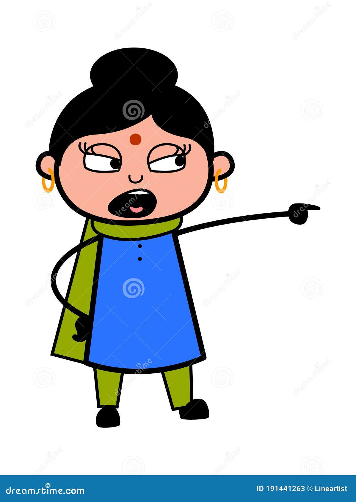 Angry Cartoon Indian Lady Shouting Stock Illustration - Illustration of ...