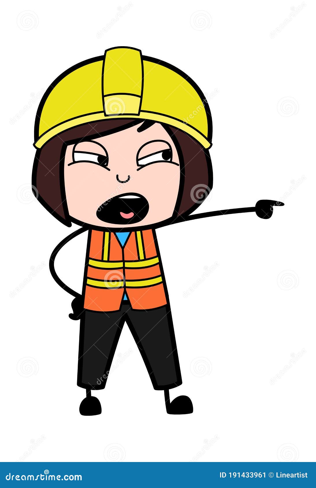 Angry Cartoon Lady Engineer Shouting Stock Illustration - Illustration ...
