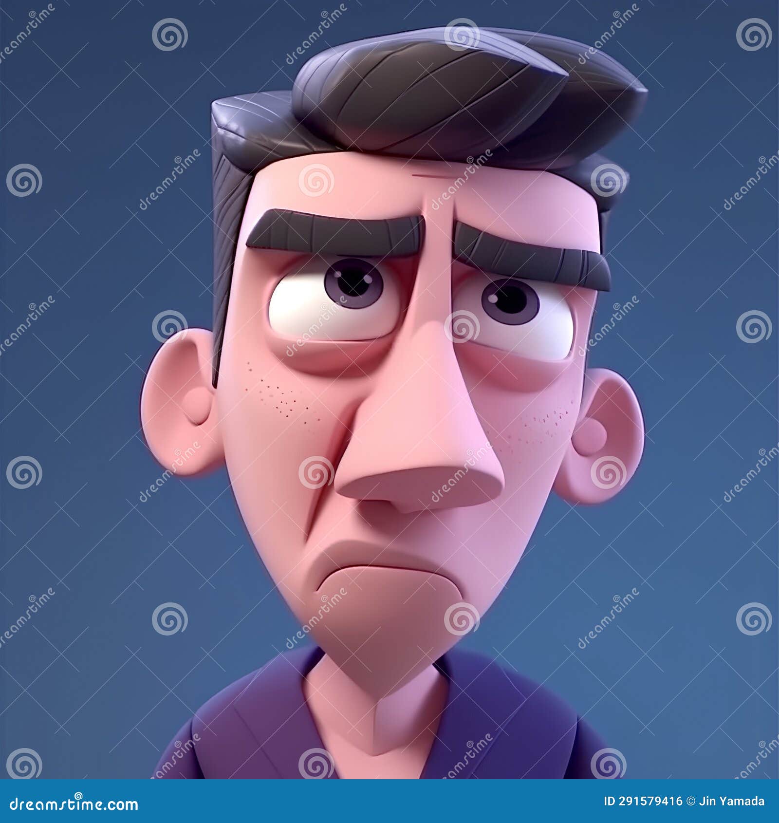 Angry Cartoon Man on Blue Background, 3d Render Illustration. Stock ...