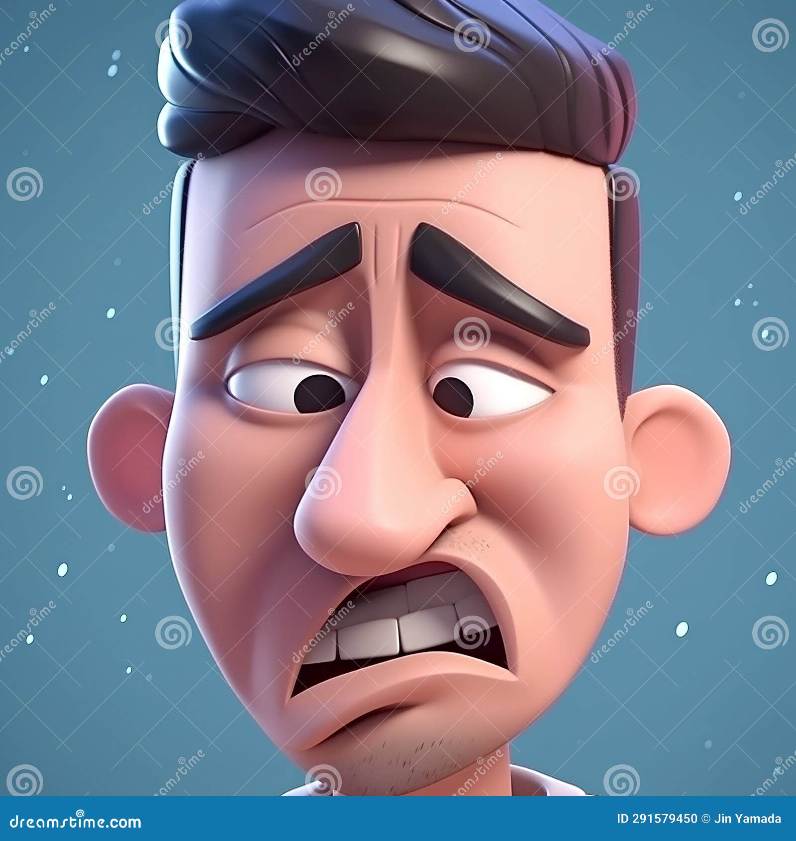 Angry Cartoon Man with Facial Expression, 3d Render Illustration. Stock ...