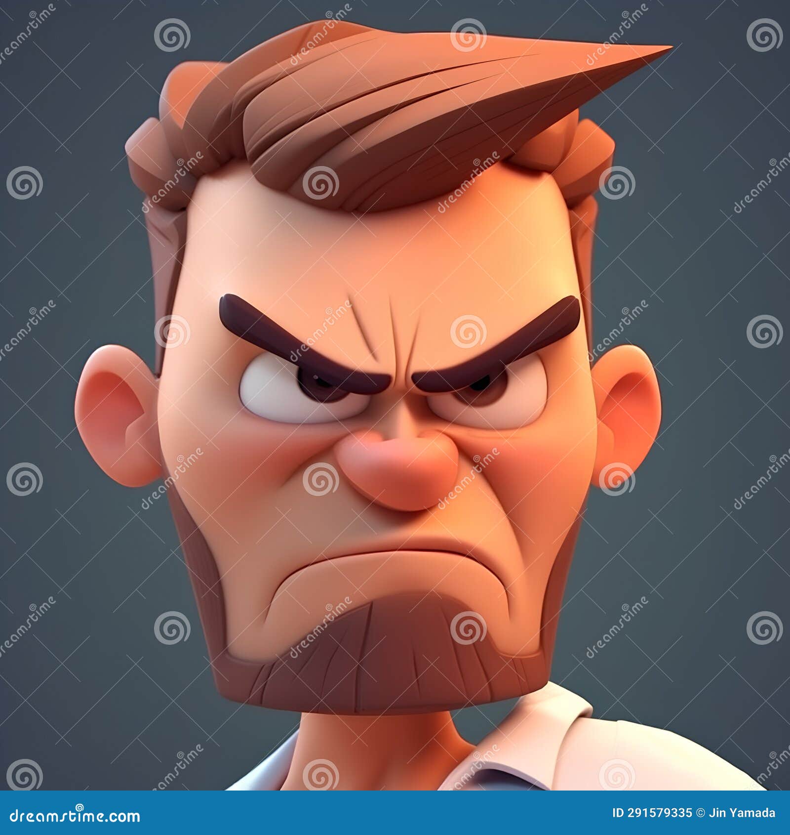 Angry Cartoon Man with a Sad Expression, 3d Render Illustration Stock ...