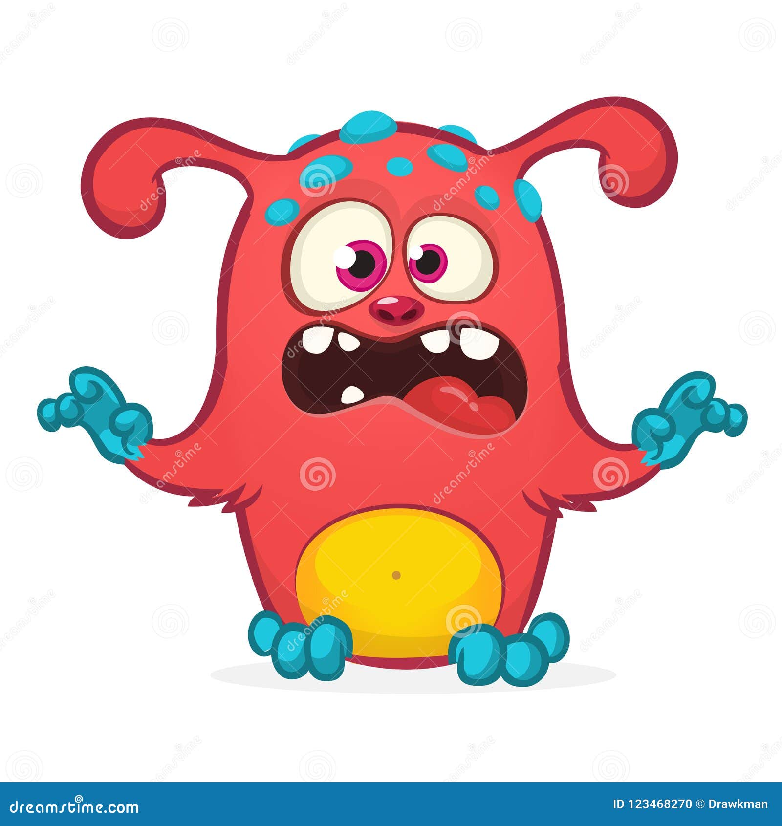 Angry Cartoon Monster Alien. Vector Halloween Monster Character. Stock ...