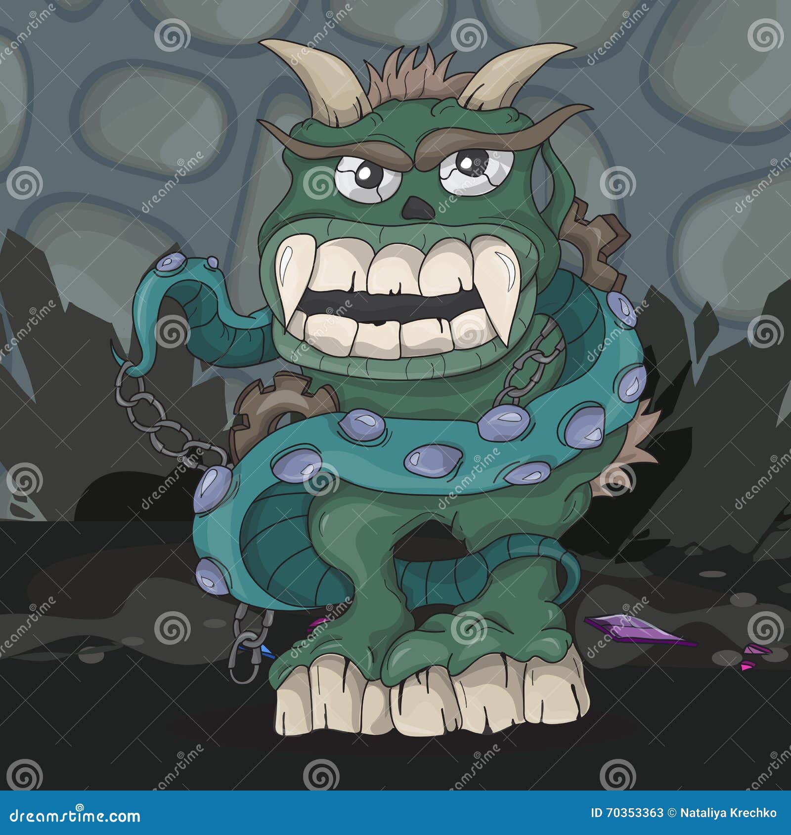 Angry cartoon monster stock vector. Illustration of emotions - 70353363