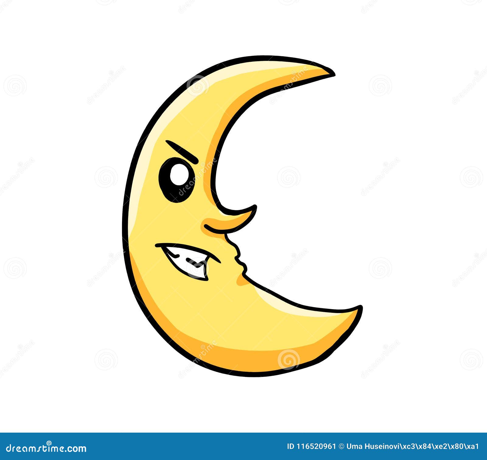 Angry Cartoon Moon stock illustration. Illustration of design - 116520961
