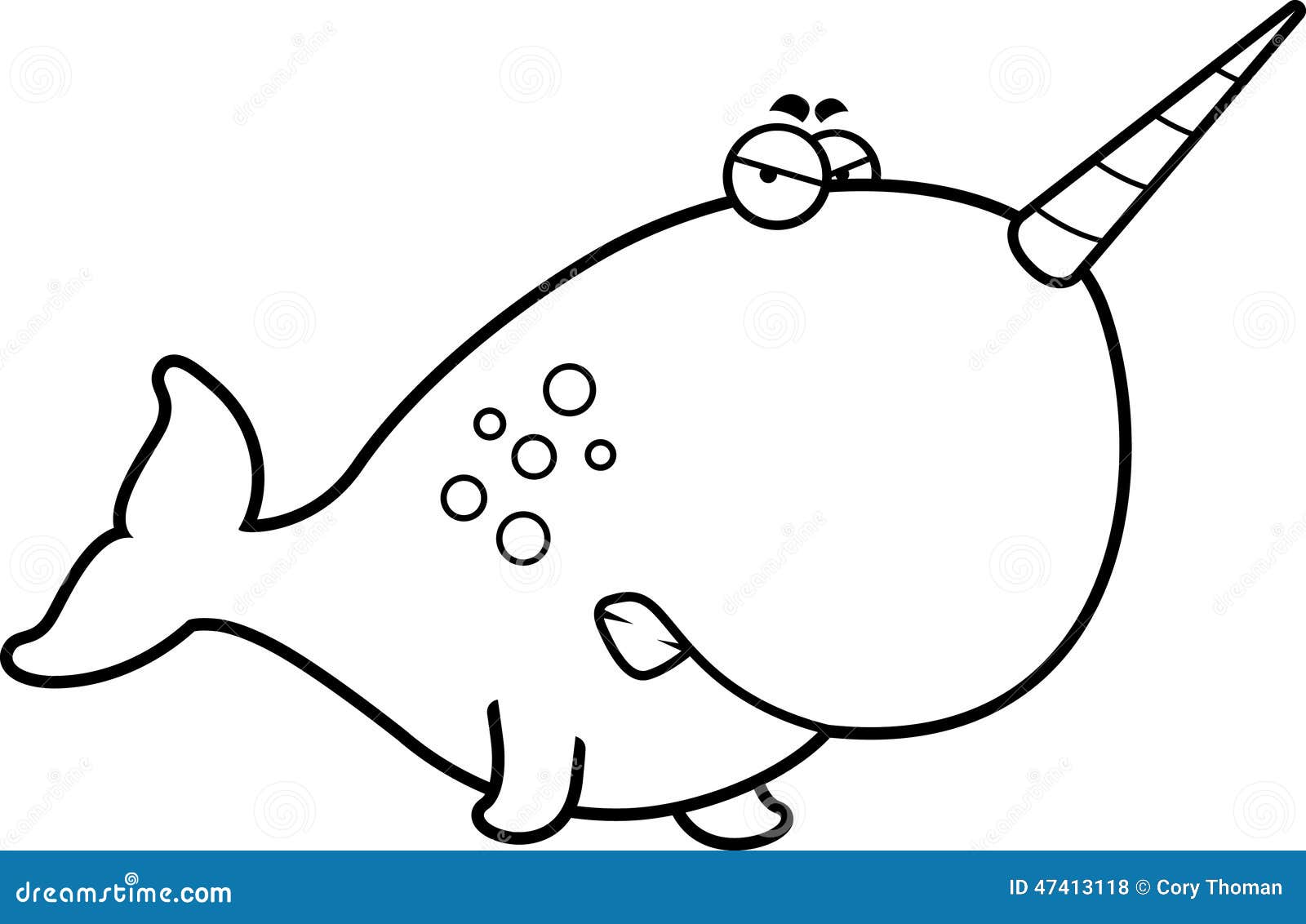 Angry Cartoon Narwhal stock vector. Illustration of upset - 47413118