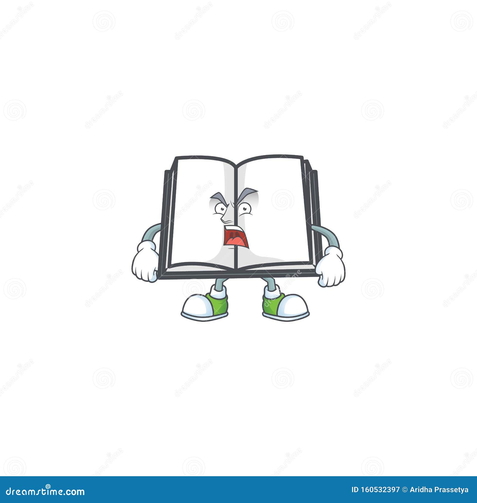 Angry Cartoon Open Book with Cartoon Shape Stock Vector - Illustration ...