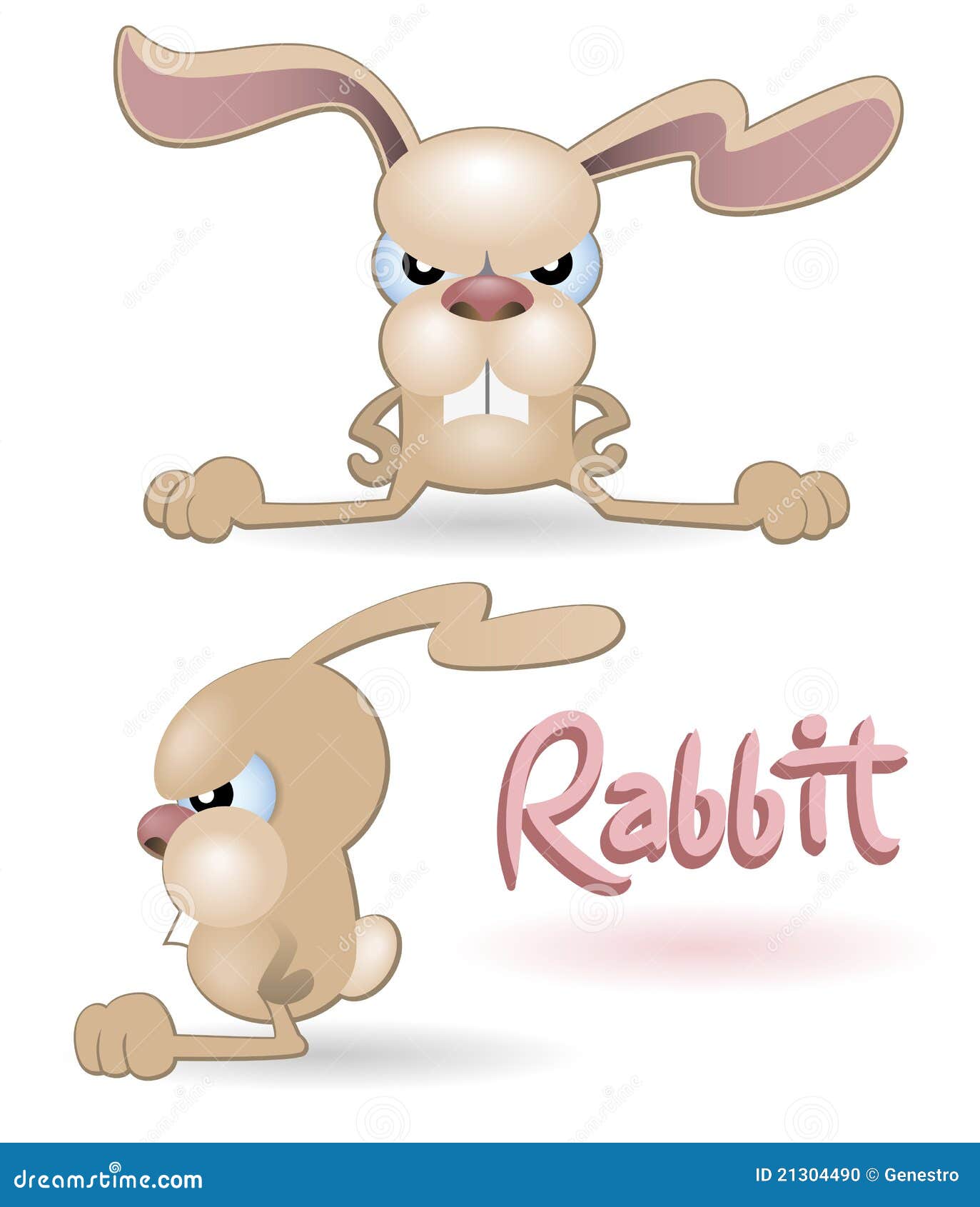 Angry cartoon rabbit stock vector. Illustration of character - 21304490