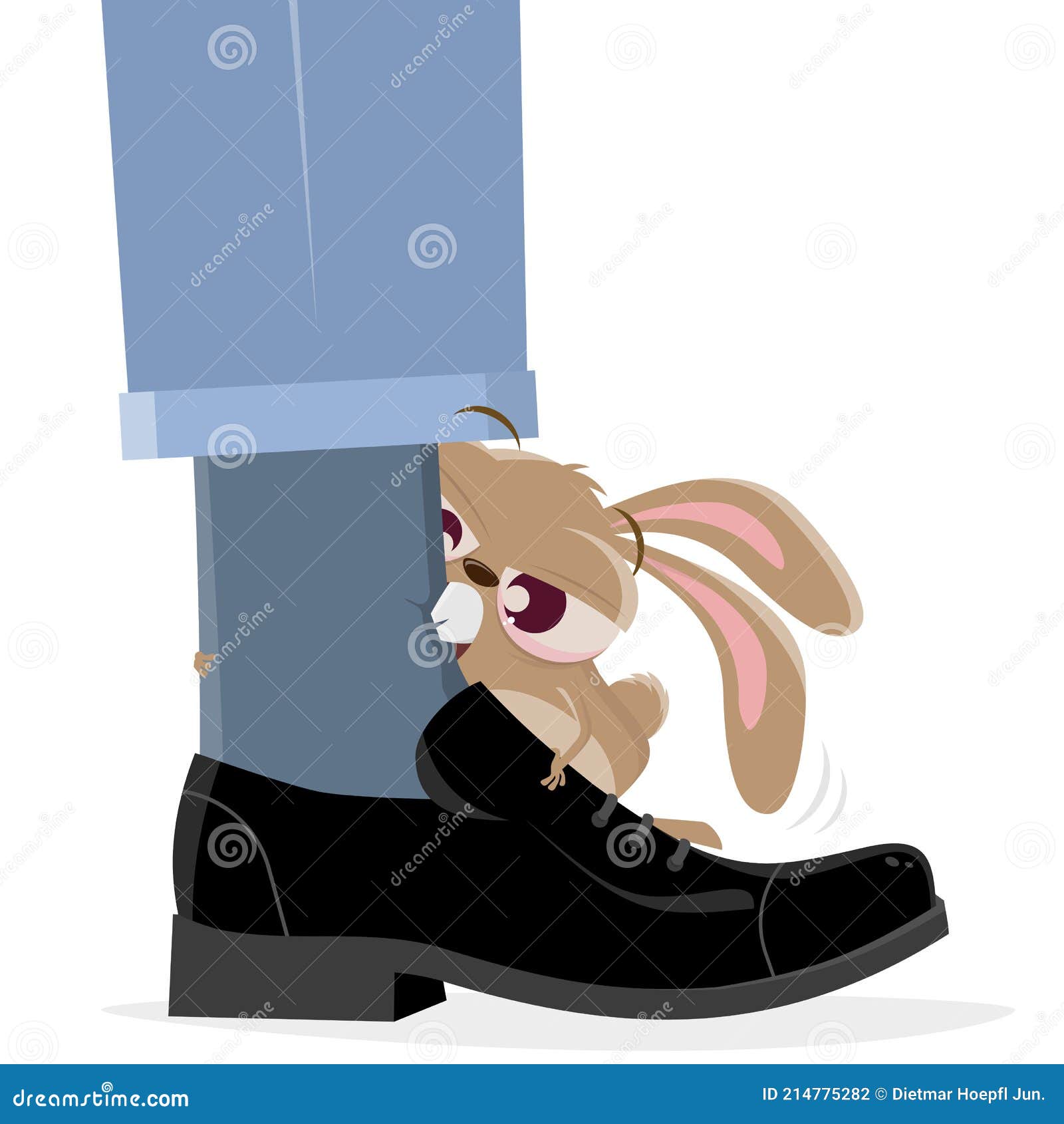 Angry Cartoon Rabbit Biting in a Mens Leg Stock Vector - Illustration ...