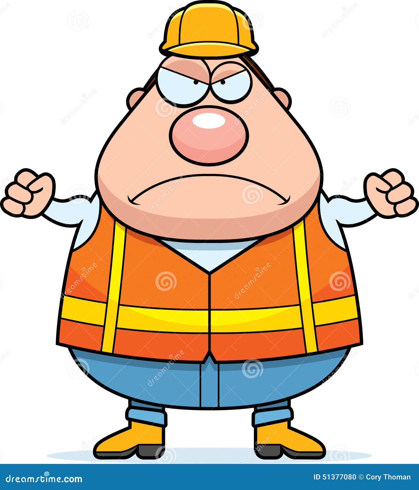 Angry Cartoon Road Worker stock vector. Illustration of construction ...
