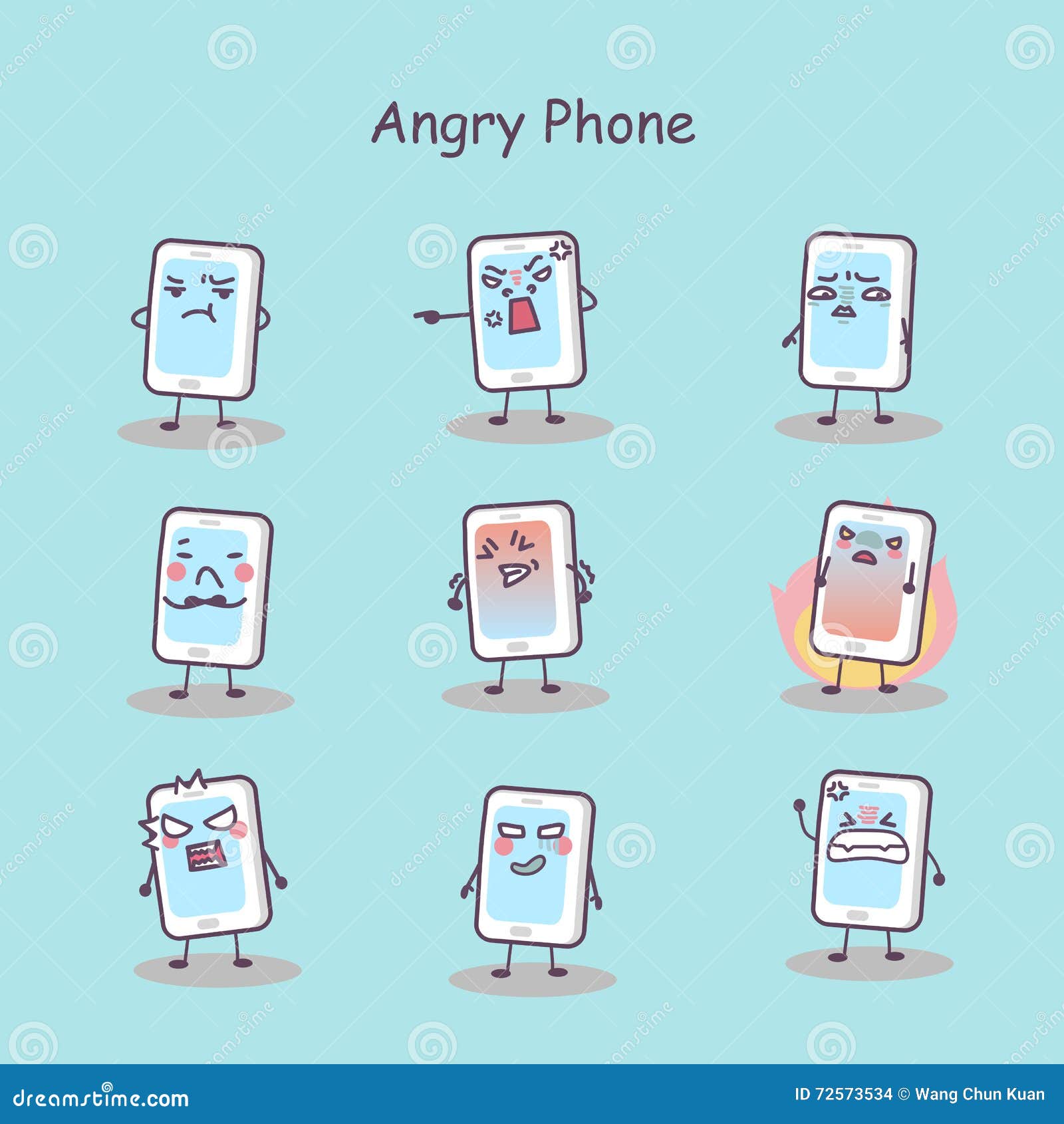 Angry cartoon smart phone stock vector. Illustration of cartoon - 72573534