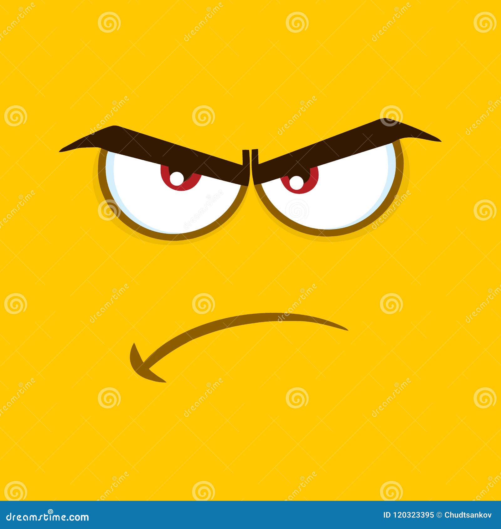 Angry Cartoon Square Emoticons with Grumpy Expression Stock Vector ...