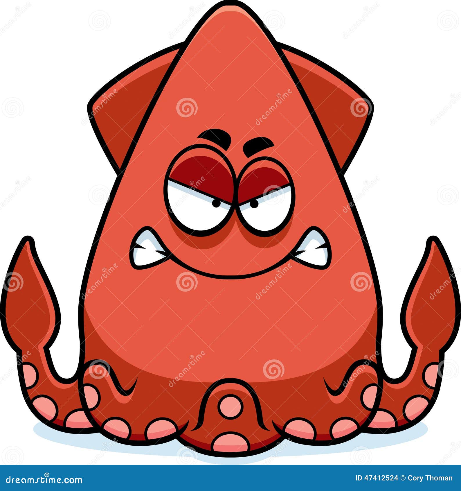 Angry Cartoon Squid stock vector. Illustration of gnash - 47412524
