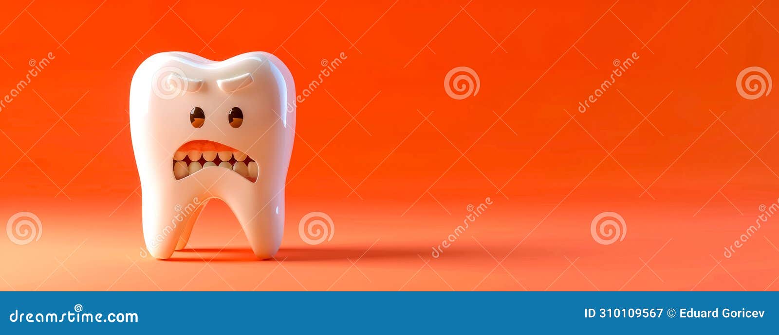 Angry Cartoon Tooth on Orange Background Stock Illustration ...