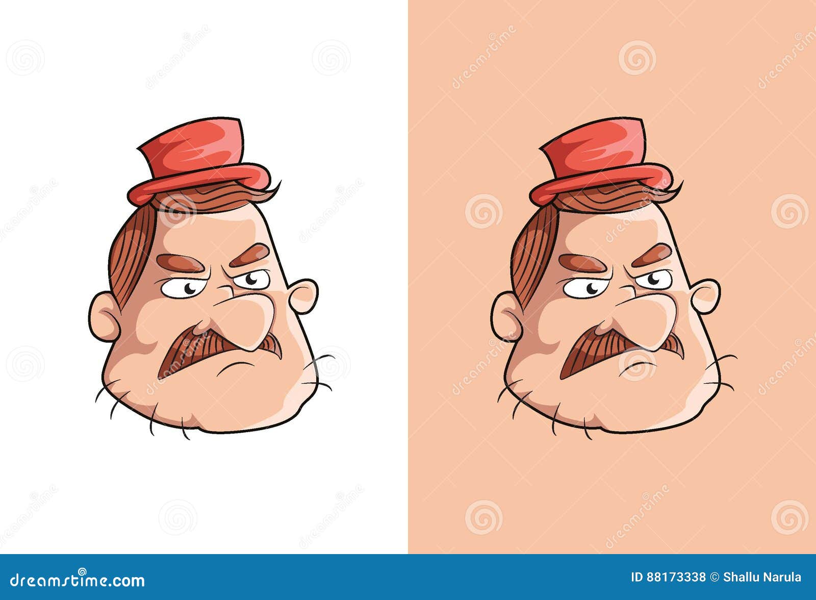 Cartoon Uncle Face With Mustache Smiling, Vector Illustration ...