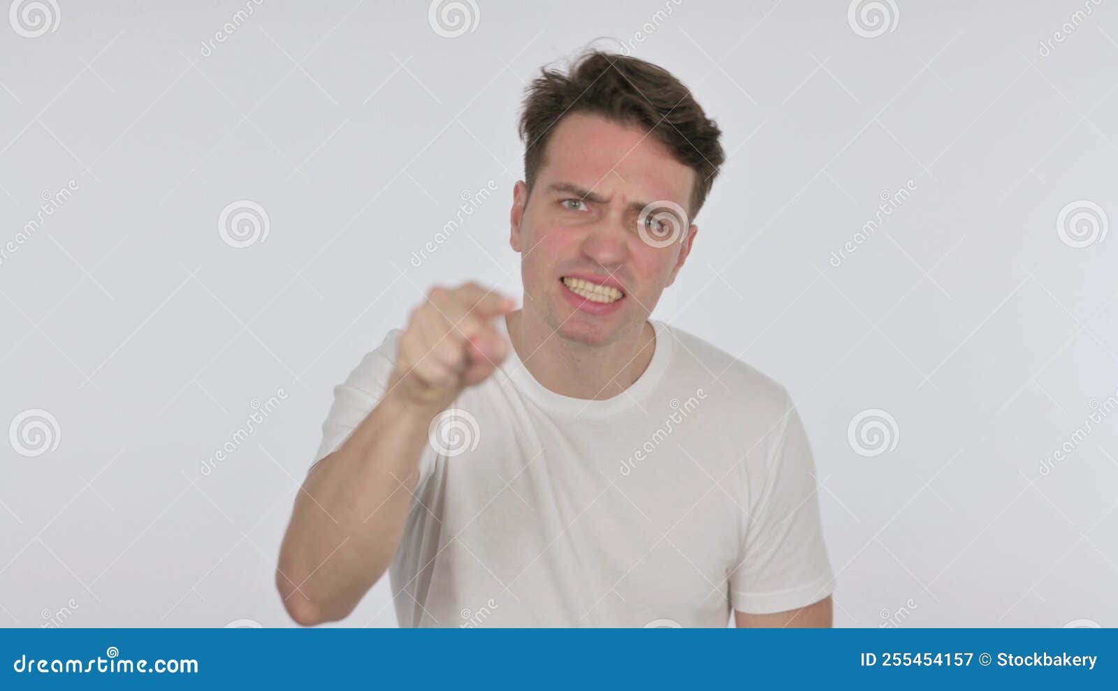 Angry Young Man Abusing on White Background Stock Image - Image of ...