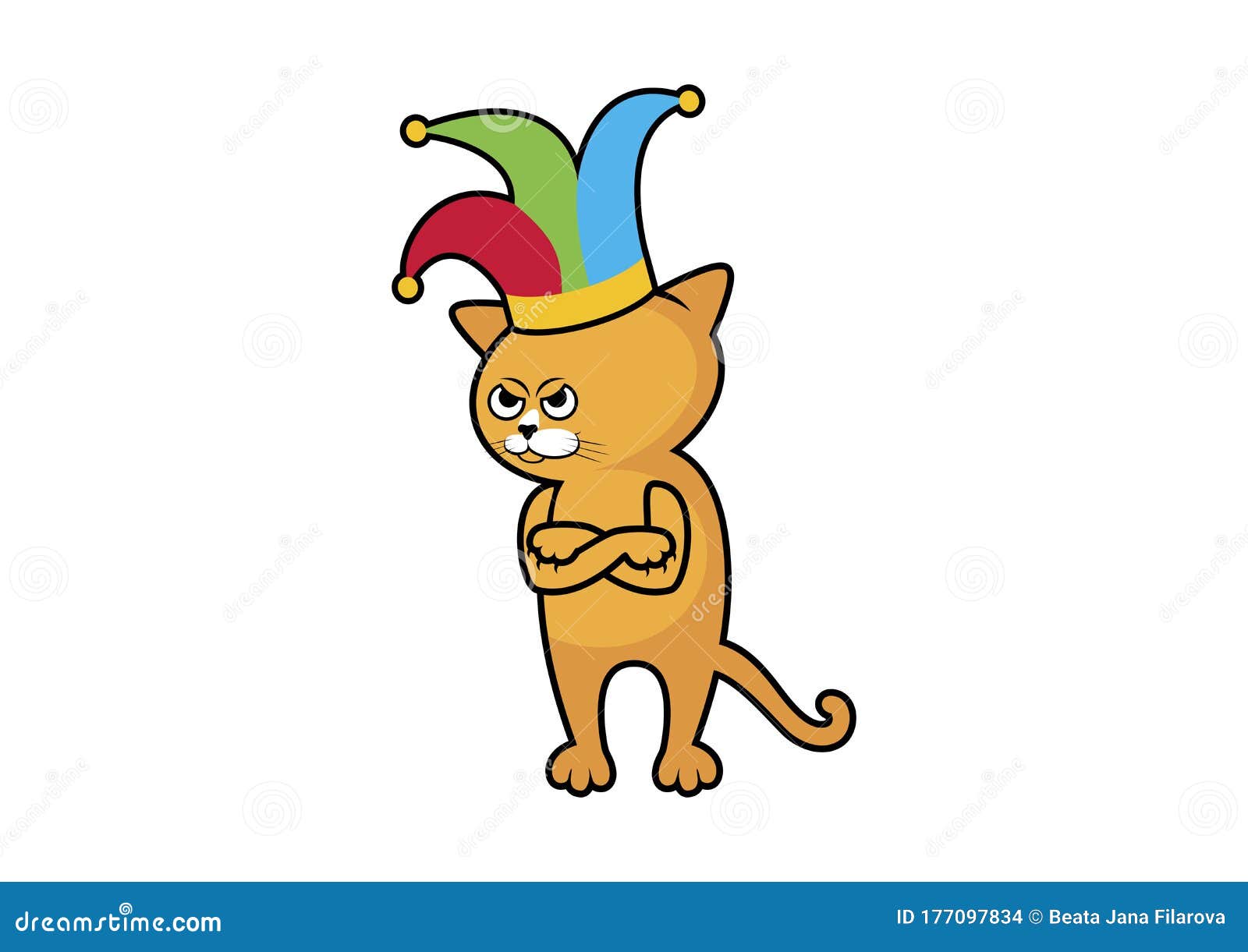 Grumpy Cat with with Jester Hat Vector Stock Vector - Illustration of ...