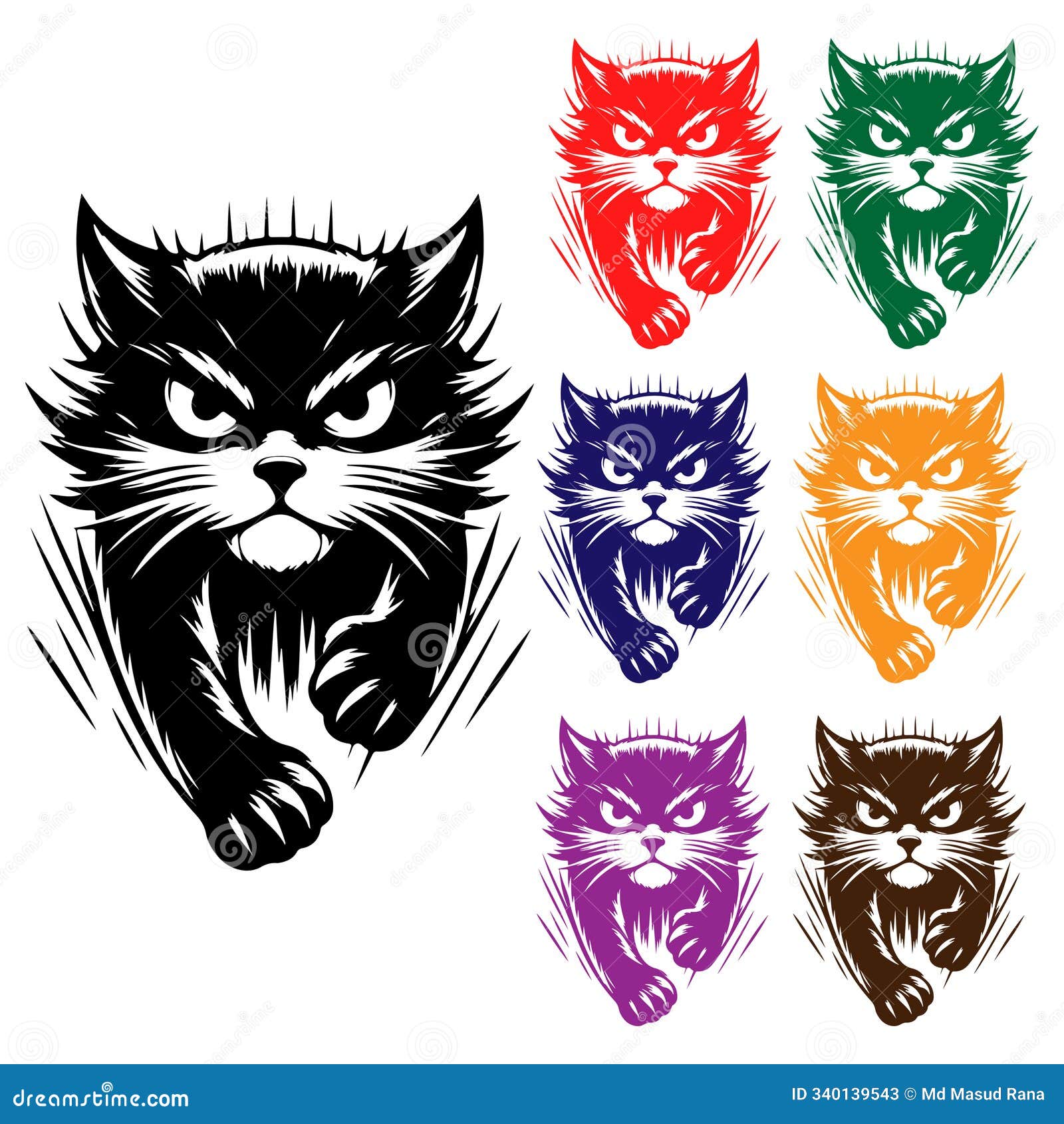 Angry Cat Attack or Jumping Clip Art Design Stock Vector - Illustration ...