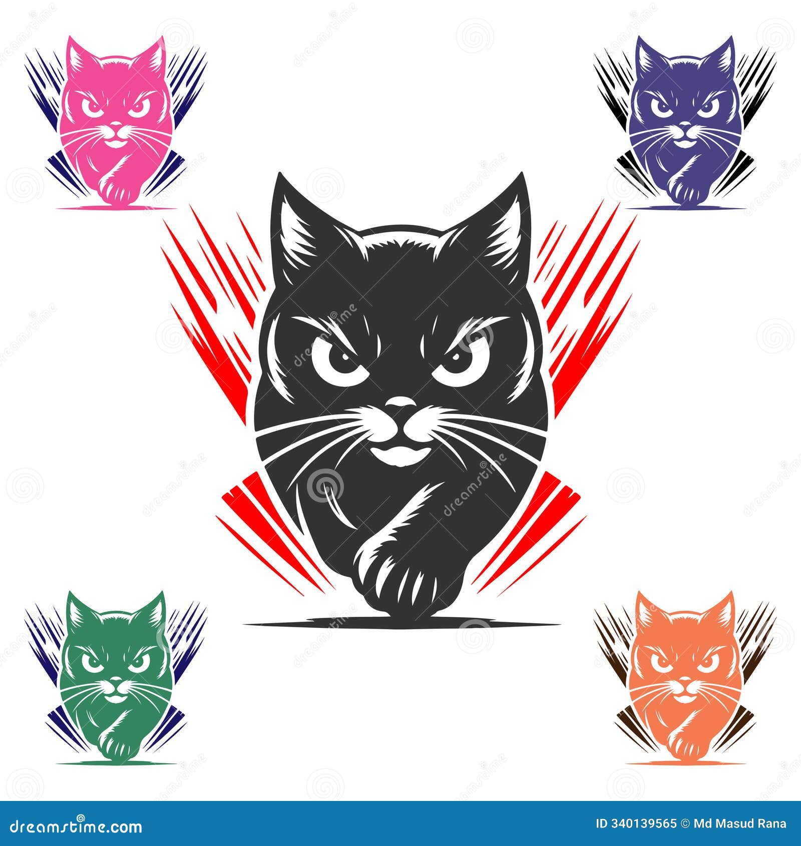 Angry Cat Attack or Jumping Clip Art Design Stock Vector - Illustration ...