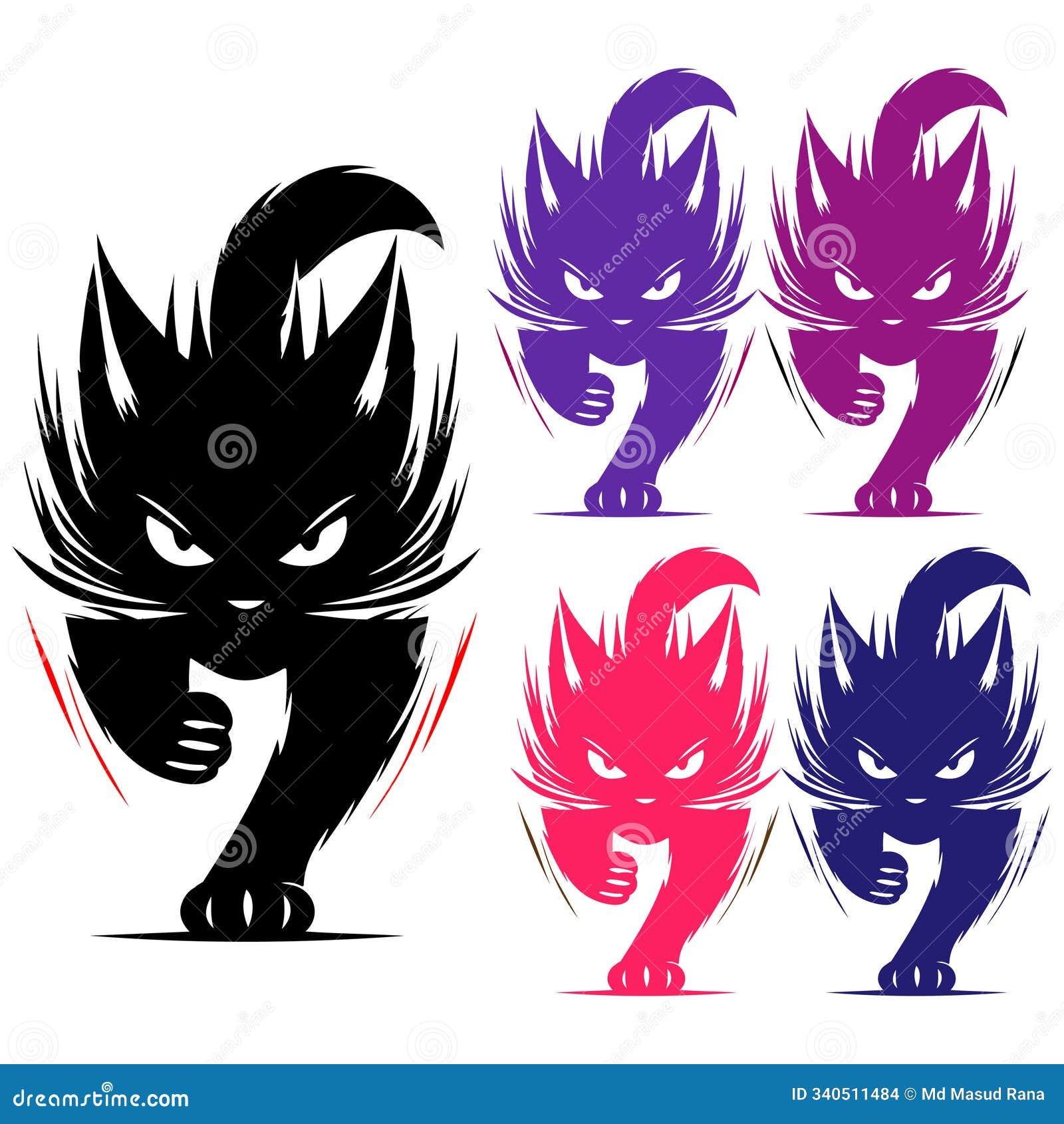 Angry Cat Attack or Jumping Clip Art Design Stock Vector - Illustration ...