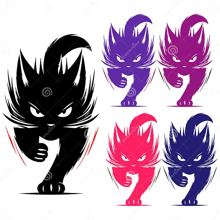 Angry Cat Attack or Jumping Clip Art Design Stock Vector - Illustration ...