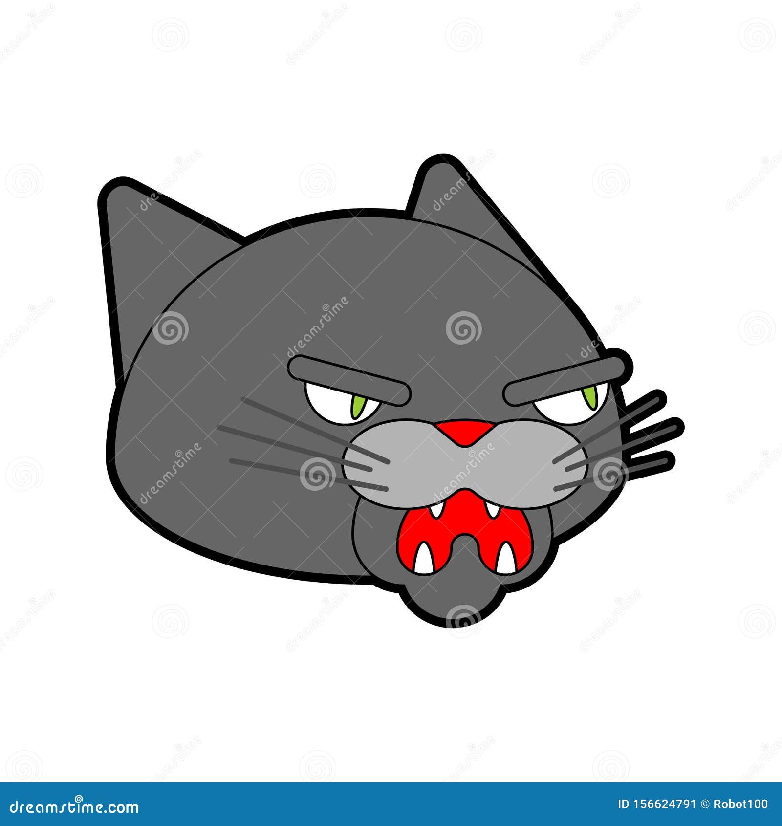 Angry Cat Face. Attacker Pet Head Stock Vector - Illustration of ...