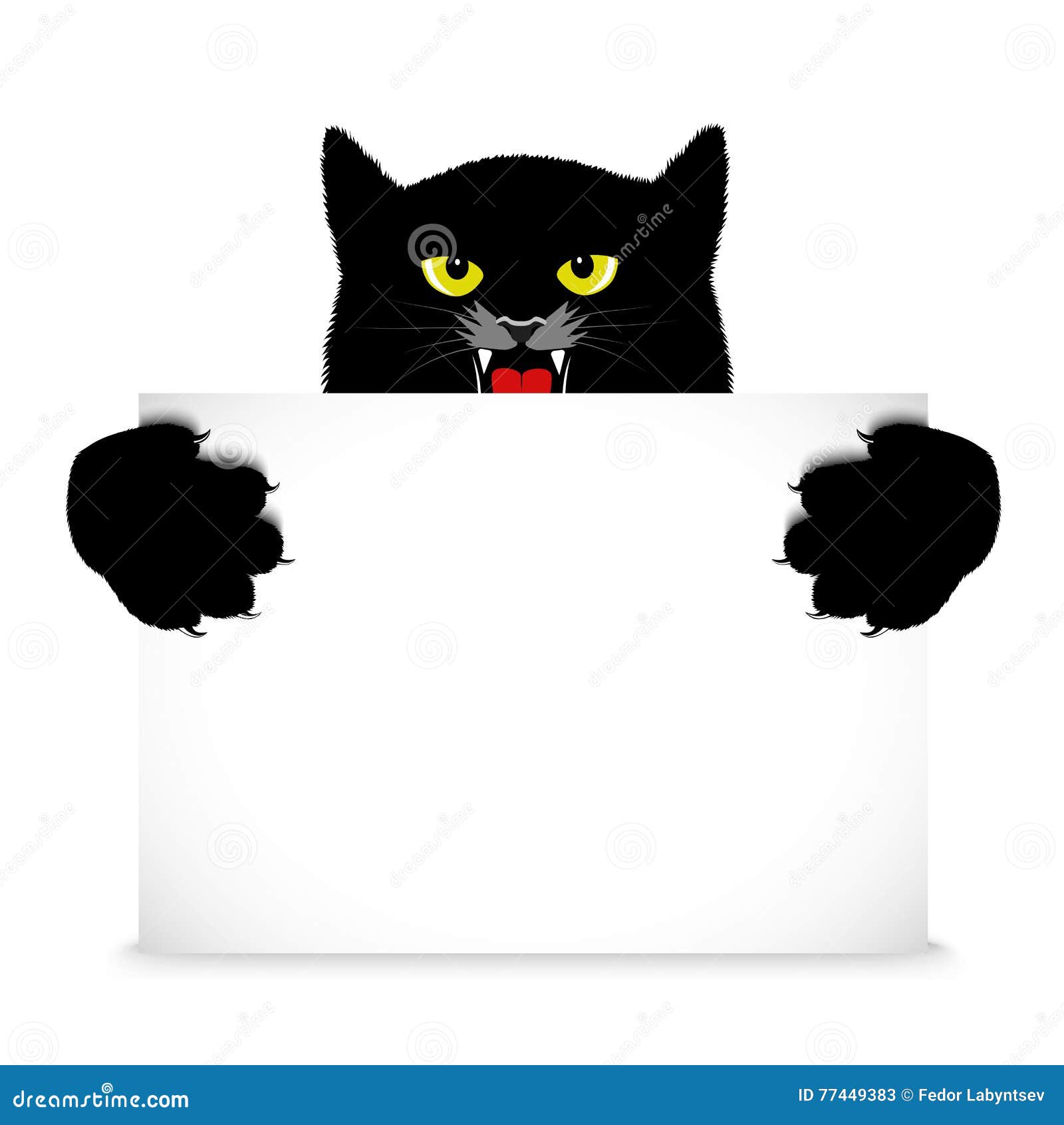 Angry cat holds a banner stock illustration. Illustration of fierce ...