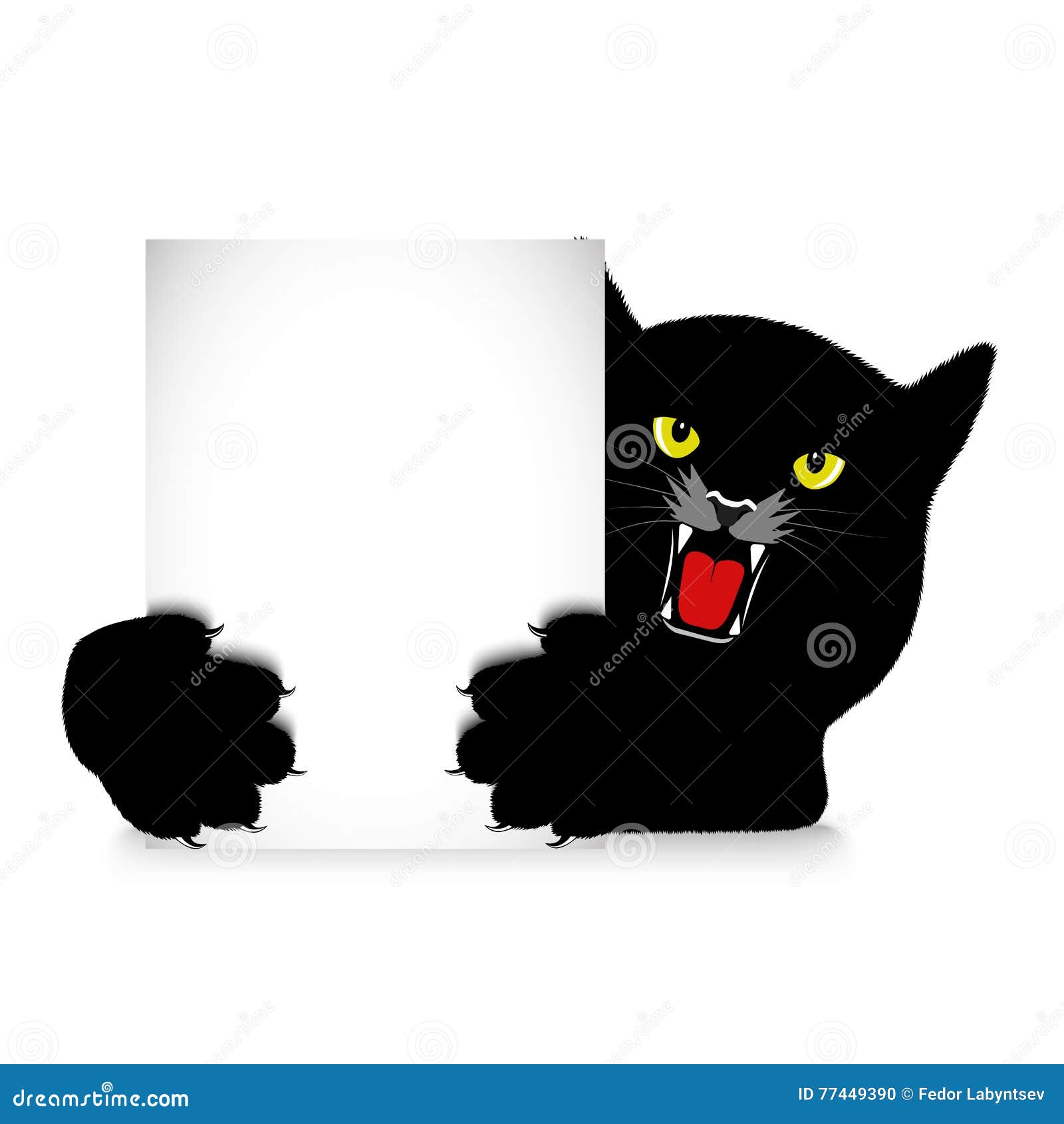 Angry cat holds a banner stock vector. Illustration of looking - 77449390