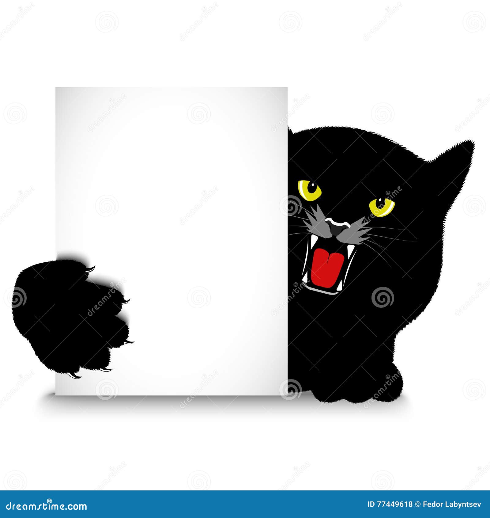 Angry cat holds a banner stock vector. Illustration of mammal - 77449618