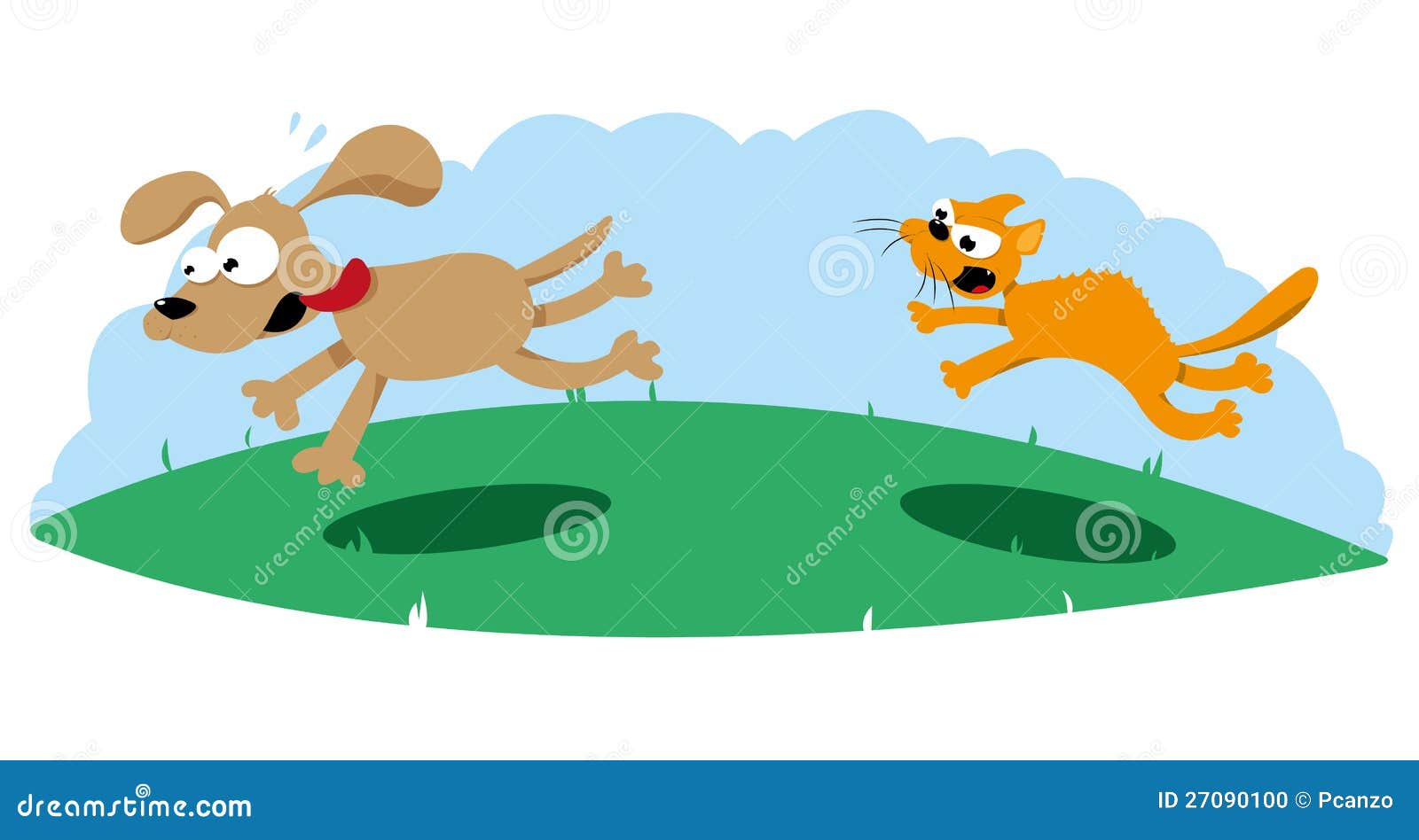 Angry Cat Hunting a Dog stock vector. Illustration of animals - 27090100
