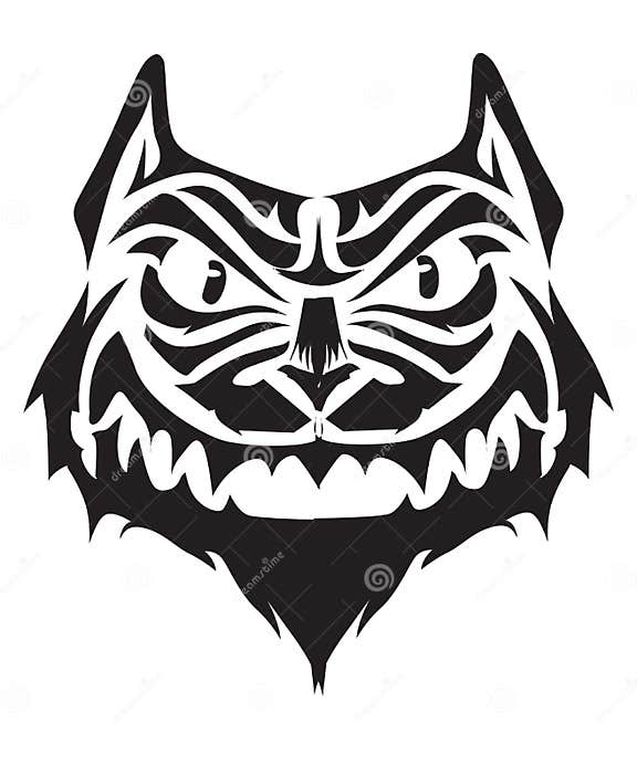 Angry cat tattoo design stock vector. Illustration of artwork - 8835182