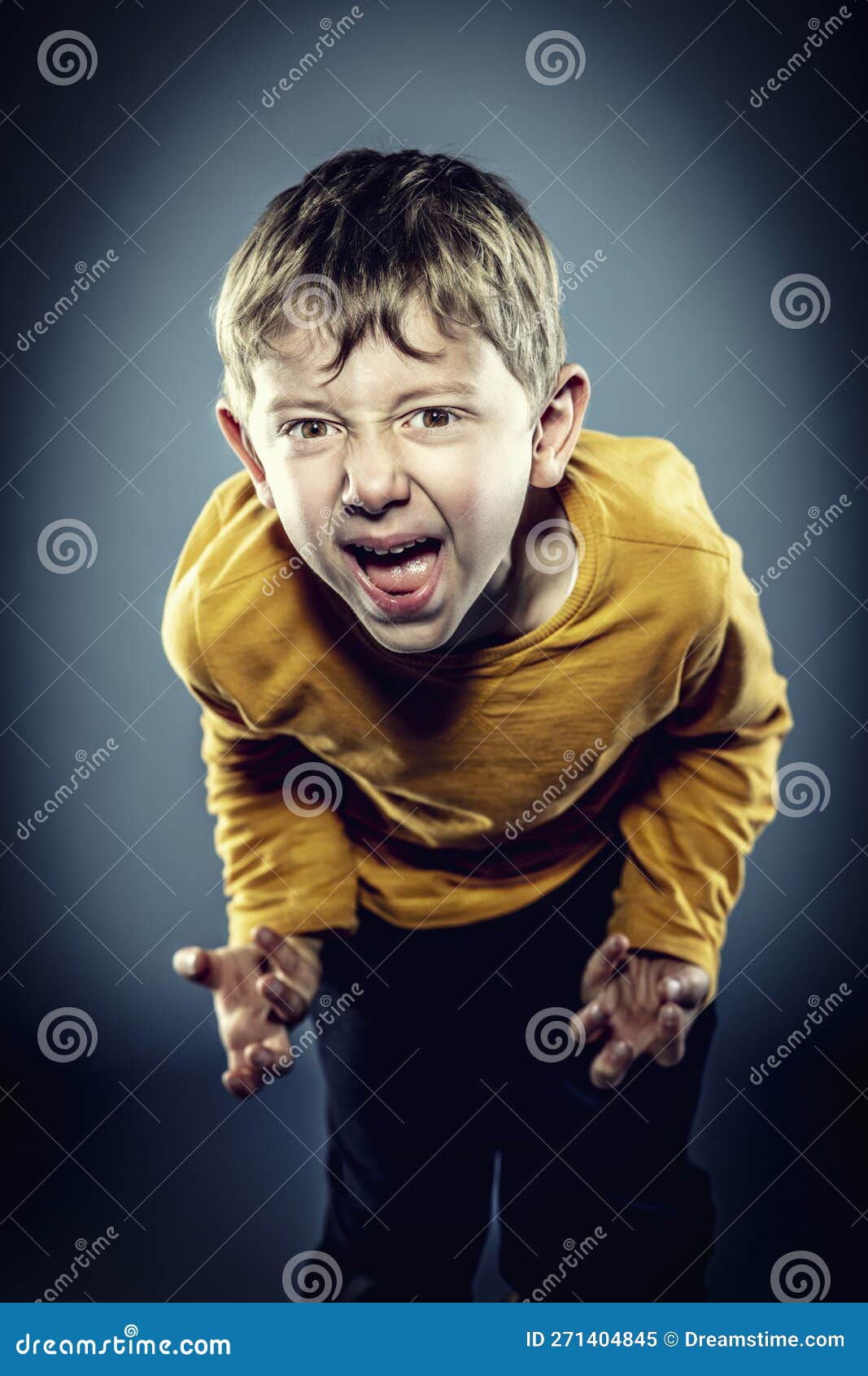 Angry caucasian child stock image. Image of child, emotions - 271404845