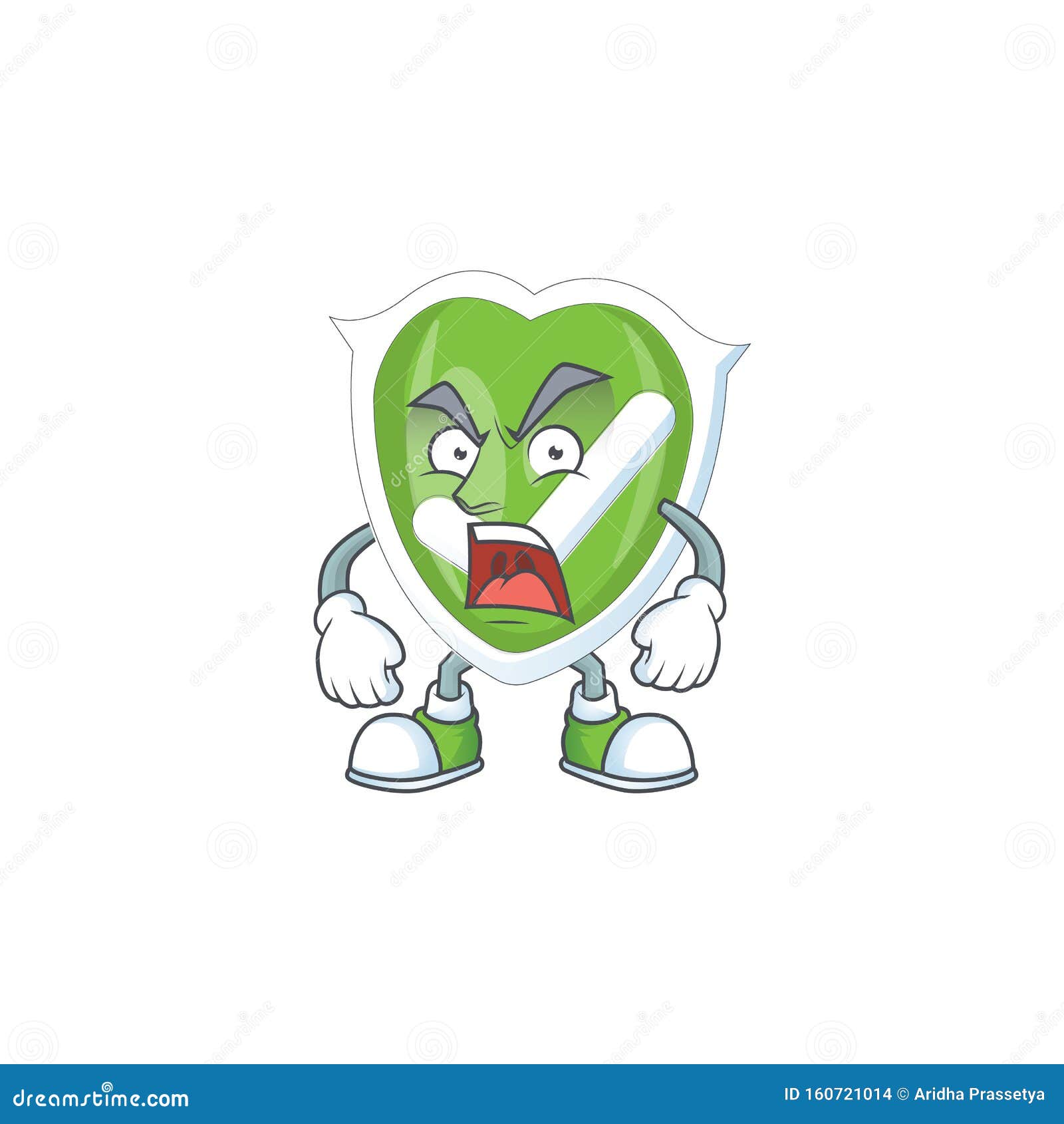 Angry Checkmark Shield with Cartoon Character Shape. Stock Vector ...