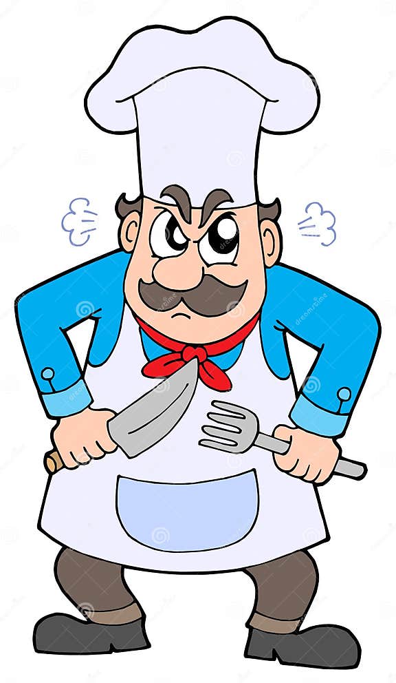 Angry Chef with Knife and Fork Stock Vector - Illustration of fork ...
