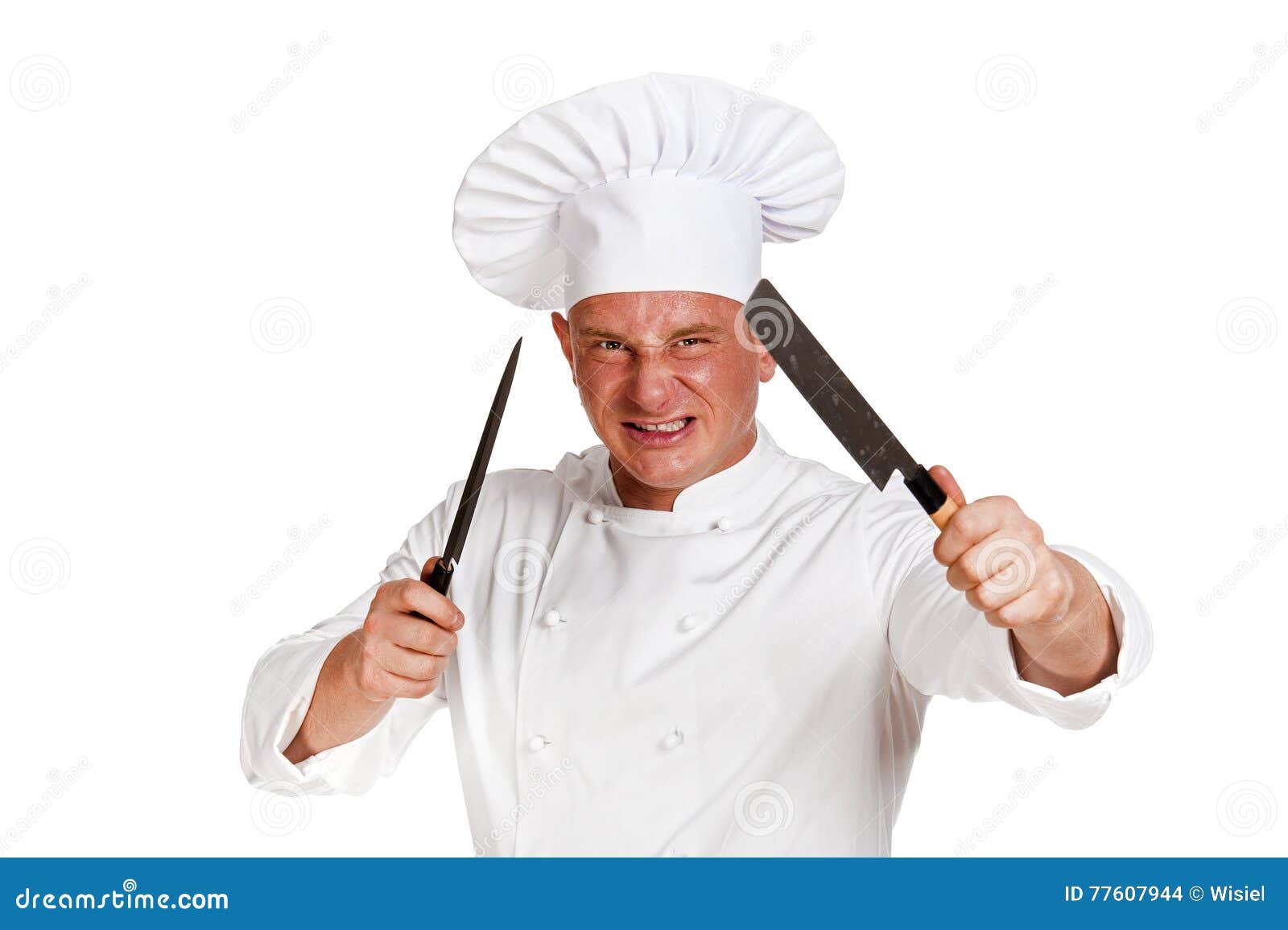 Angry Chef with Knife Isolated. Stock Photo - Image of kitchen, food ...
