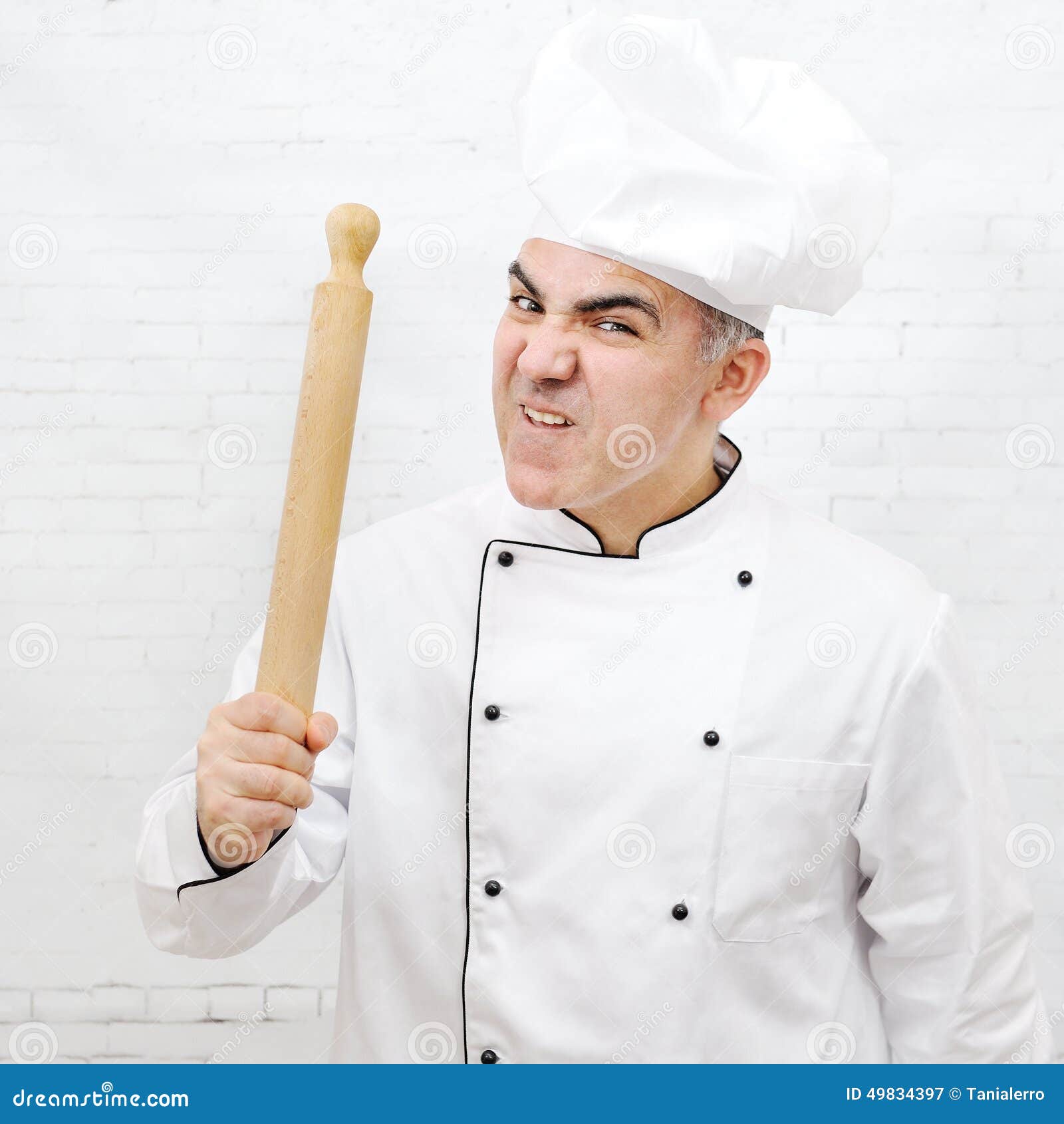 Angry Chef with Rolling Pin Stock Image - Image of catering, anger ...