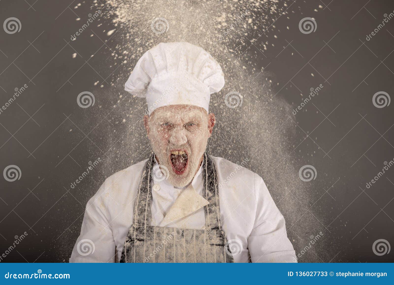 Angry Chef Shouting in a Flour Cloud Stock Image - Image of caucasian ...