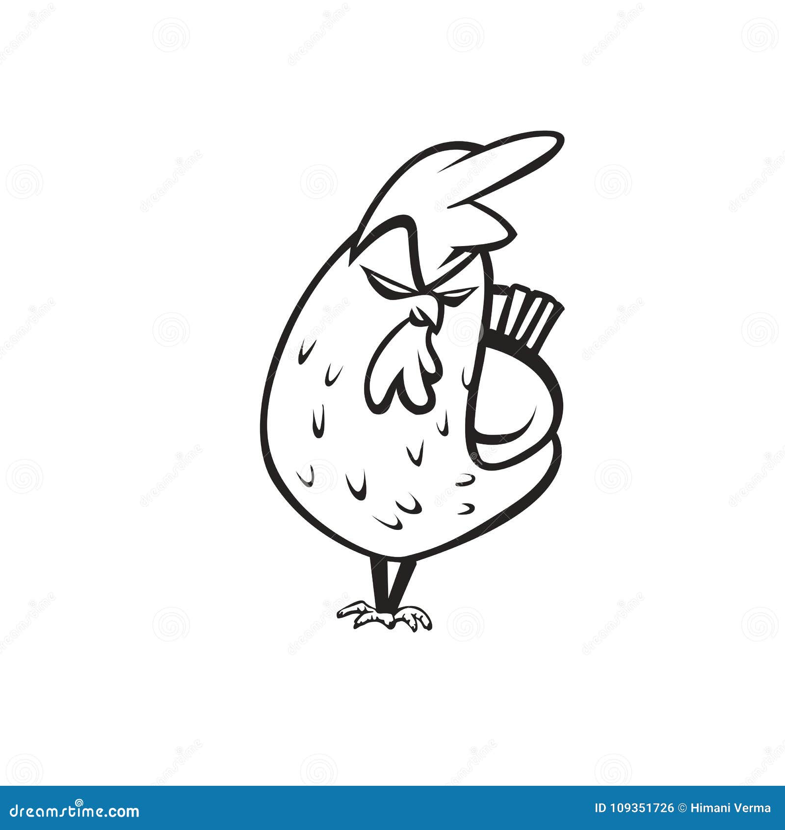 Angry Chicken Cartoon Illustration. Isolated Image On White Background ...